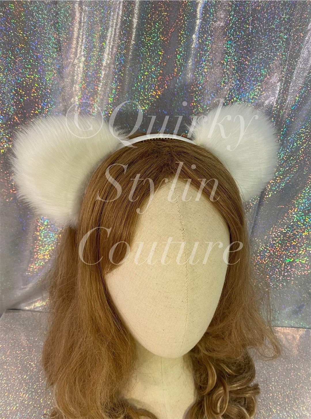Polar Bear Ears Cute All White Otaku Lolita Rave Ear Headband Ewok ...