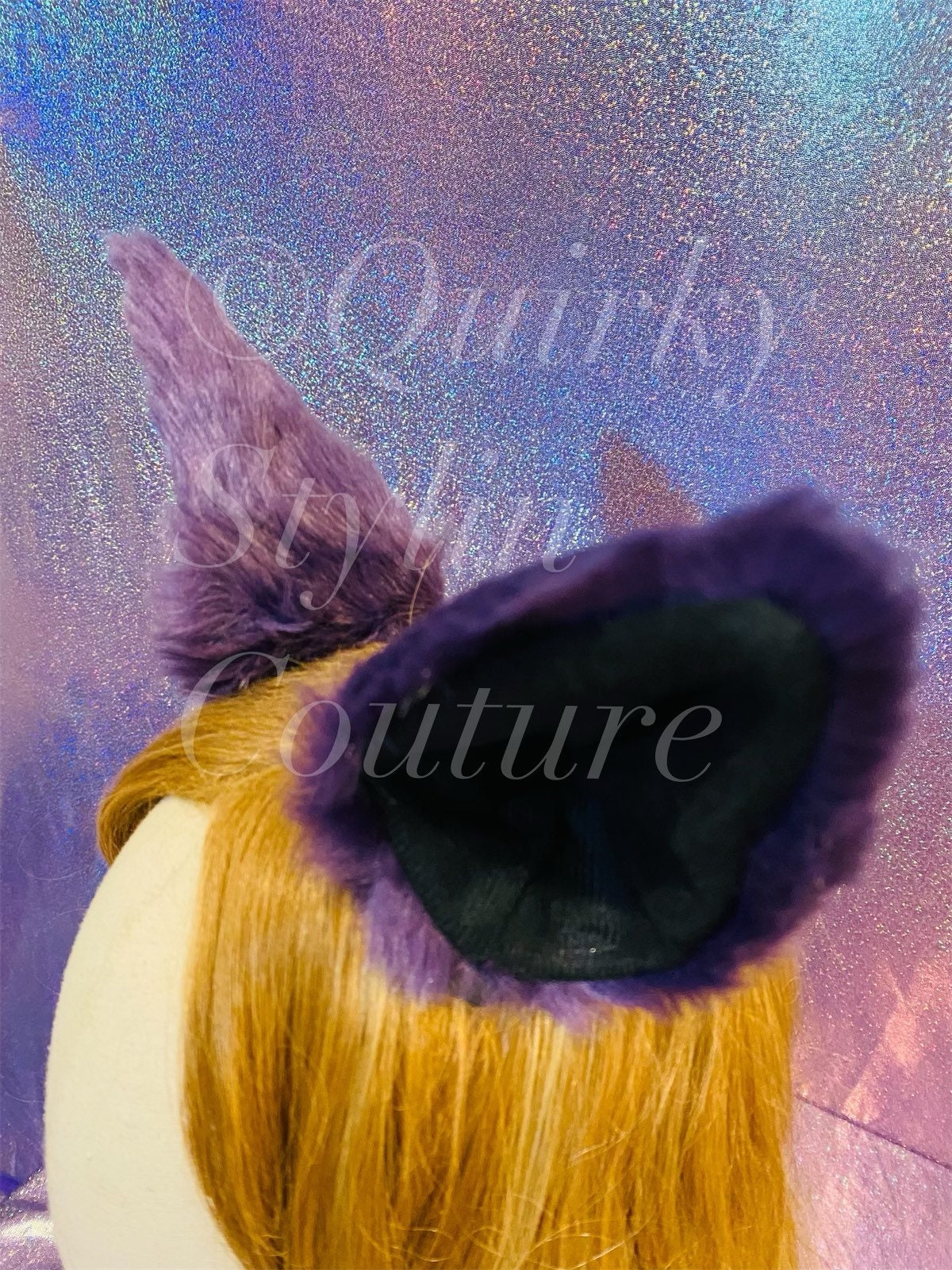 Purple Wolf ears hair clip extra large fox wolf husky | Etsy