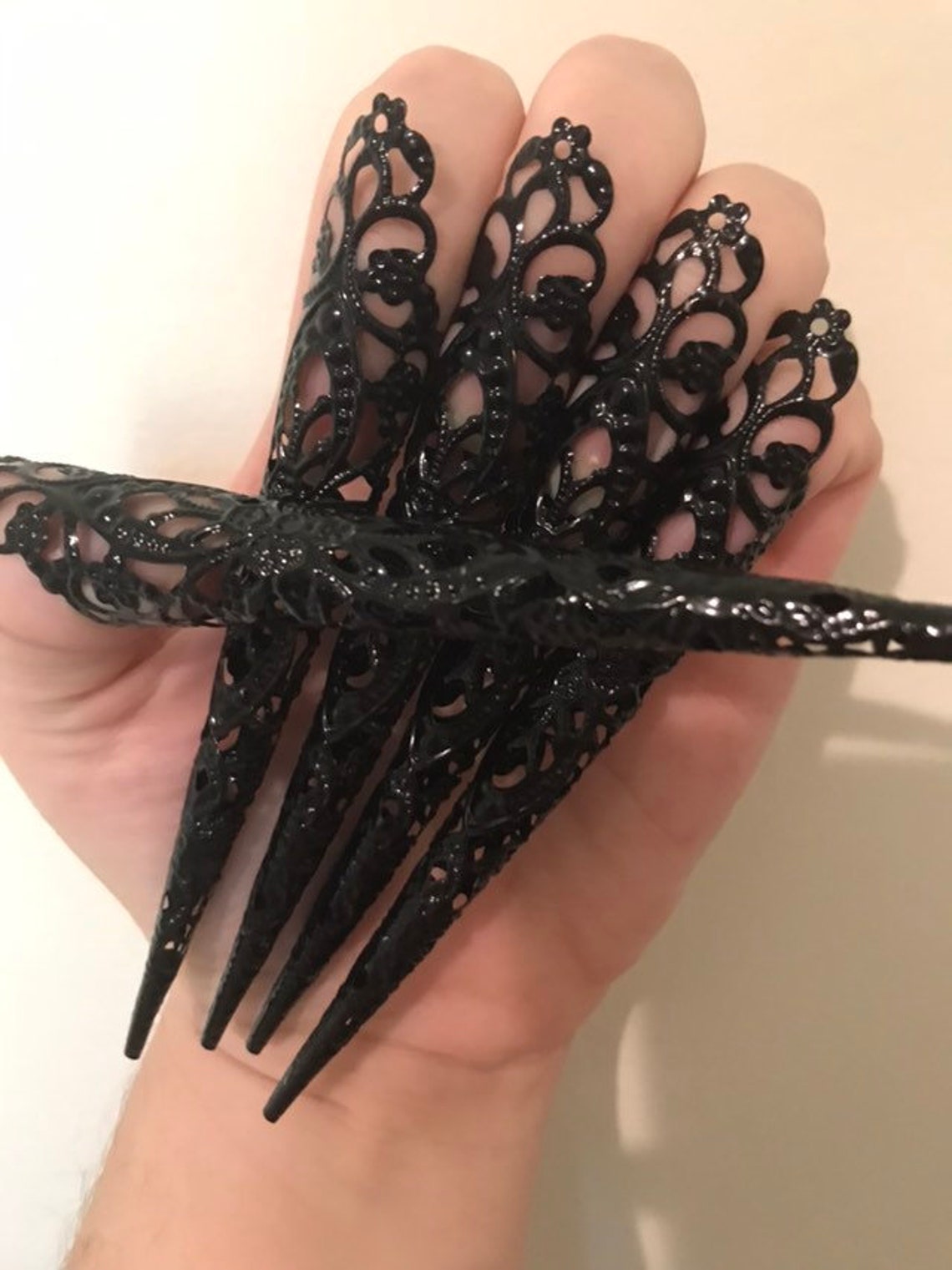 Unseelie Witch Claws Gothic Black Stiletto Filigree Nail - Etsy