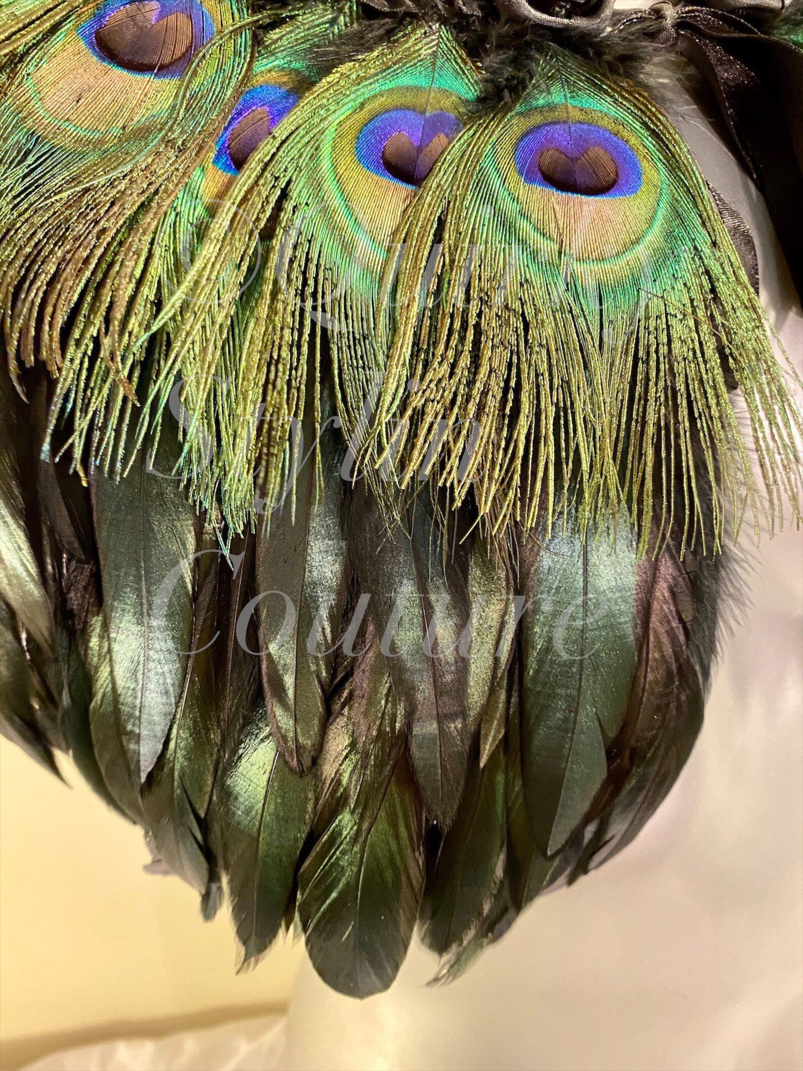 Black Peacock Dramatic Feather Collar Gothic Cape Rave Festival ...