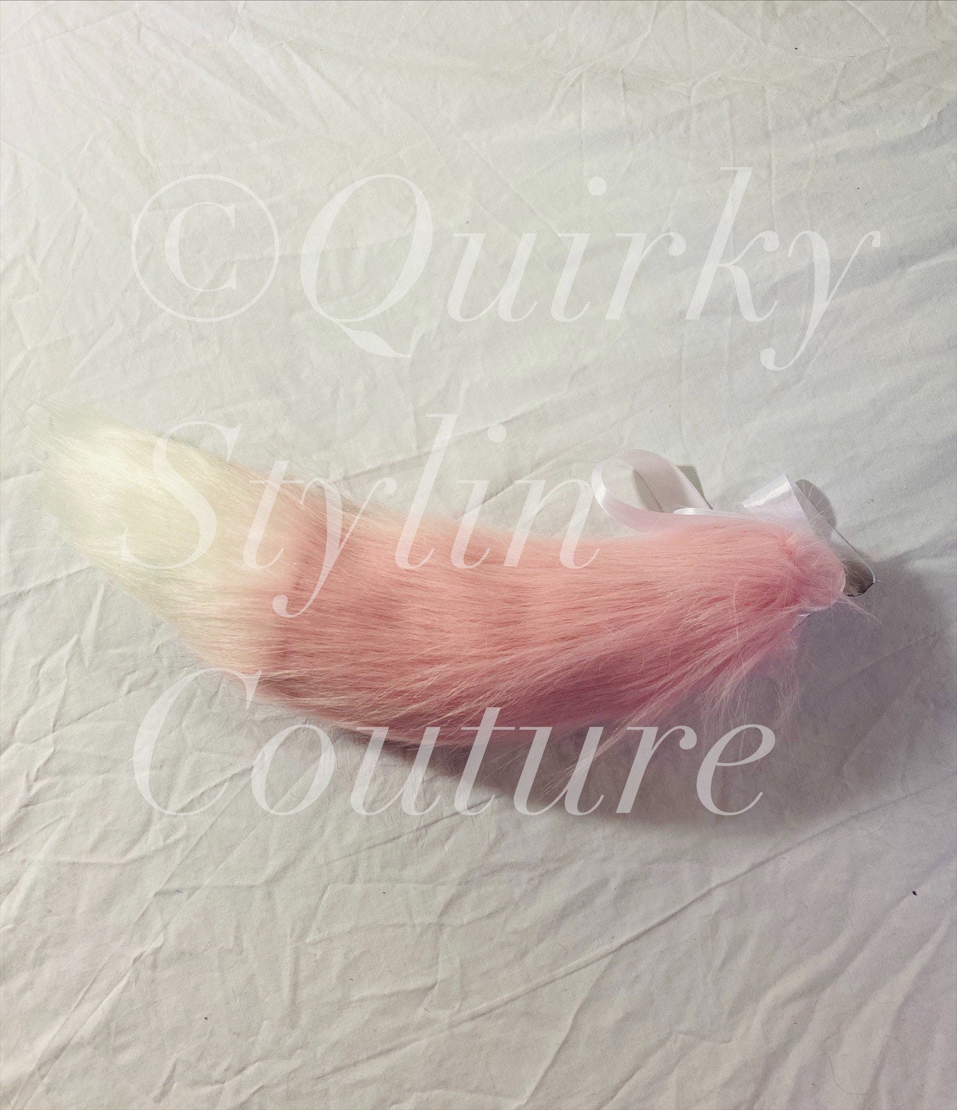 Pastel pink white tip Fox tail & fox ears headband cosplay | Etsy