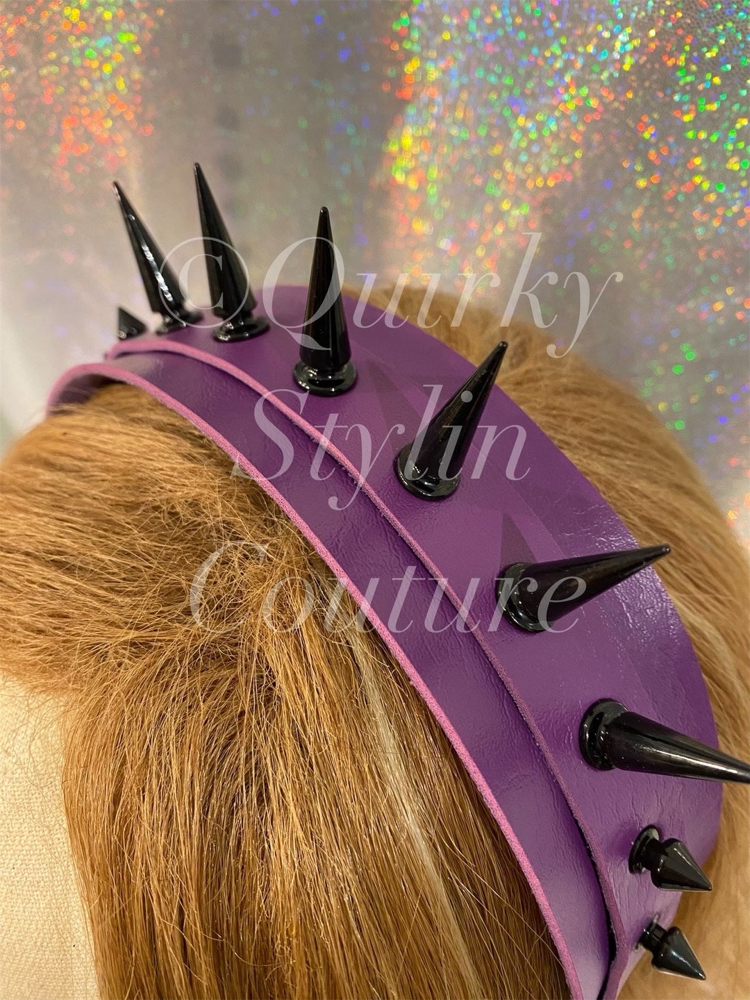 Purple & Black Spikes Headband Spike Gothic Mixed Studs Punk Crown ...