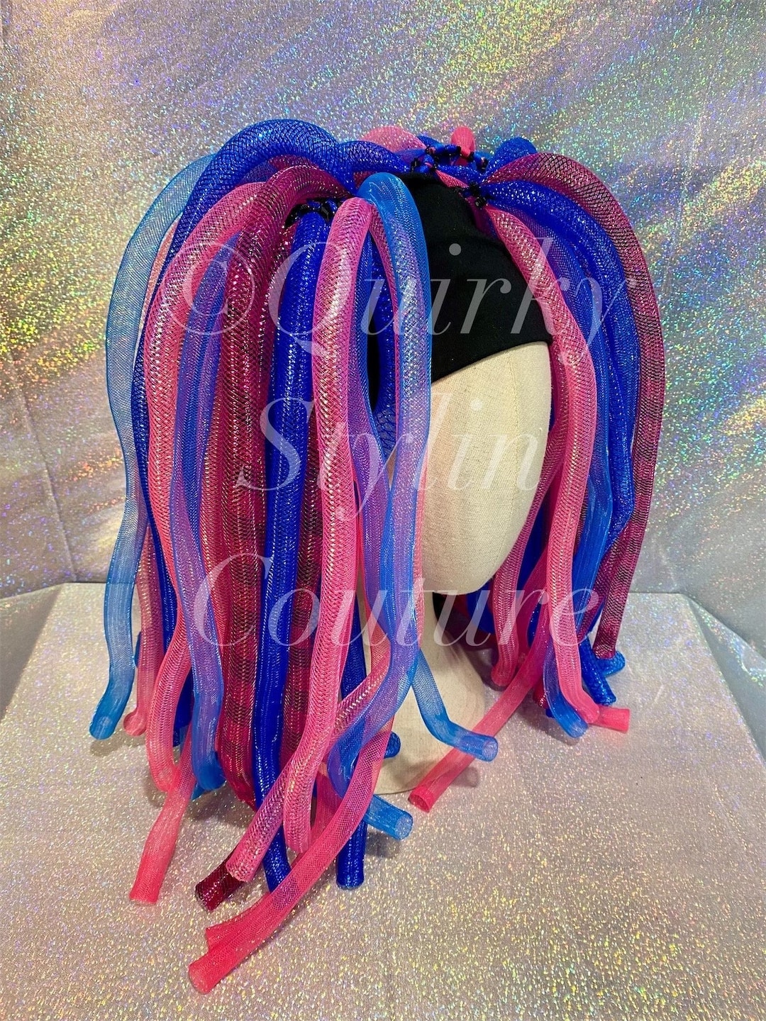 Neon Unicorn Pink & Blue Cyberlox Hair Falls Headdress Gothic Fairy ...