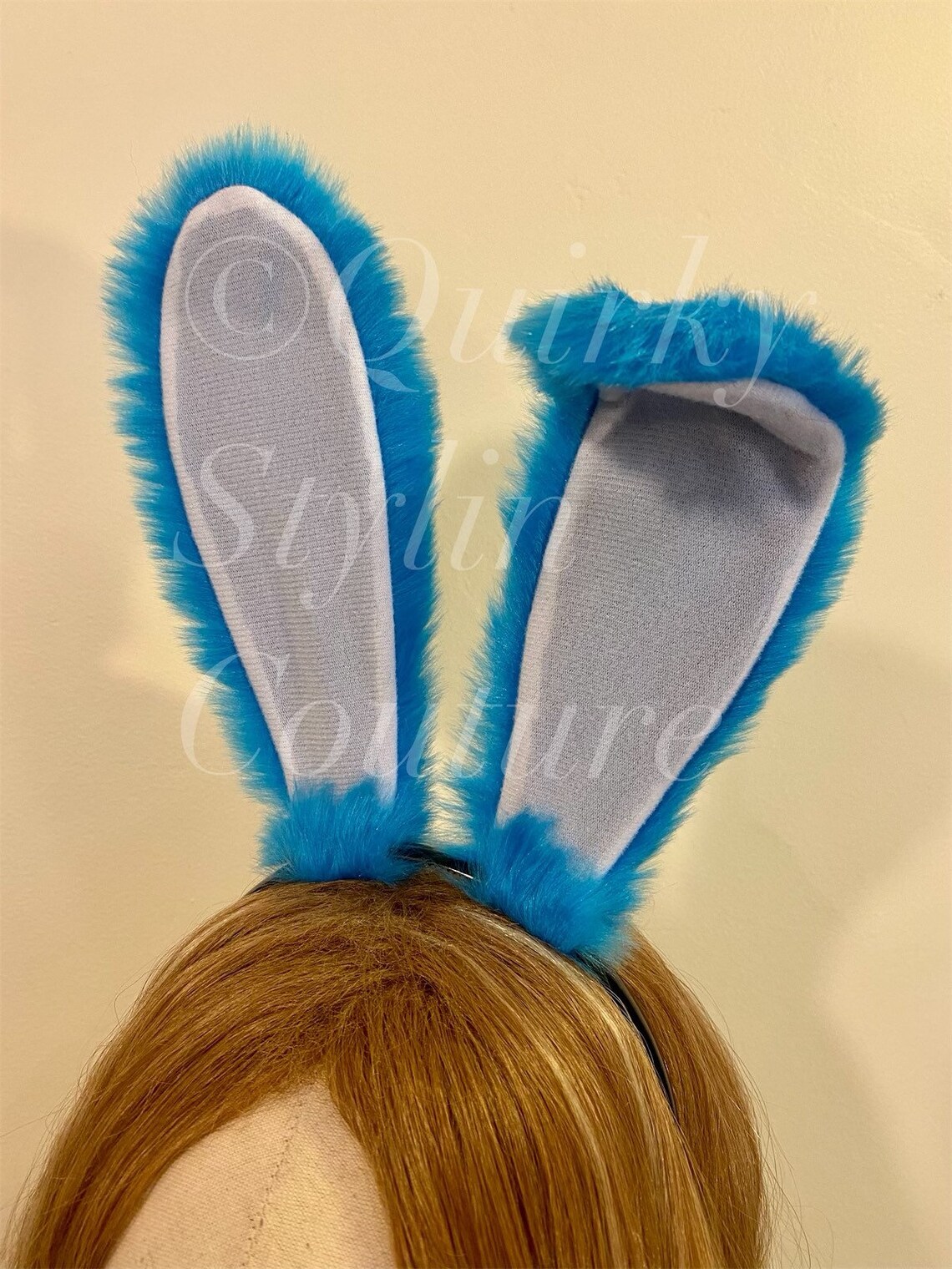 Blue Bunny rabbit ears & tail posable cosplay rabbit ear | Etsy