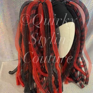 Red & Black Cyberlox Hair Falls Wig Cybergoth Gothic Rave Cyberpunk ...