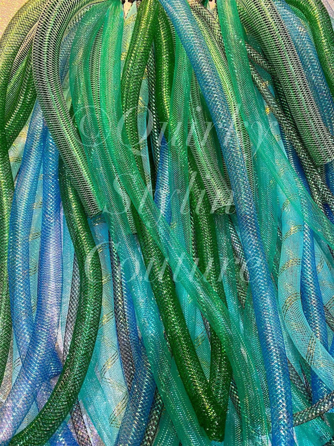 Mermaid Blue, Teal & Green Cyberlox Hair Falls PAIR Ponytails Gothic ...