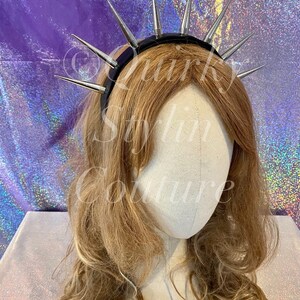 Spikes Headband Spike Gothic Extra Large OTT Studs Punk Black Silver ...