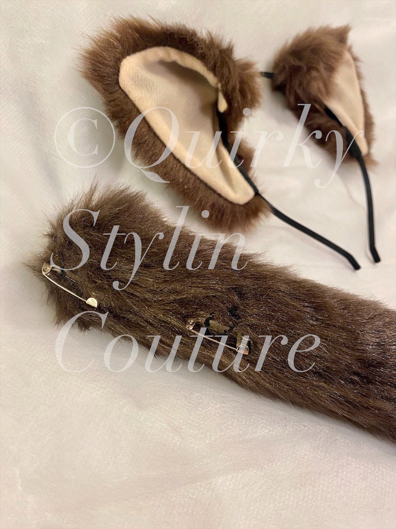 Chocolate Brown Cat Ears And Tail Set Furry Kitty Cosplay Kawaii Gothic