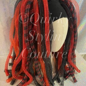 Red & Black Cyberlox Hair Falls Wig Cybergoth Gothic Rave Cyberpunk ...