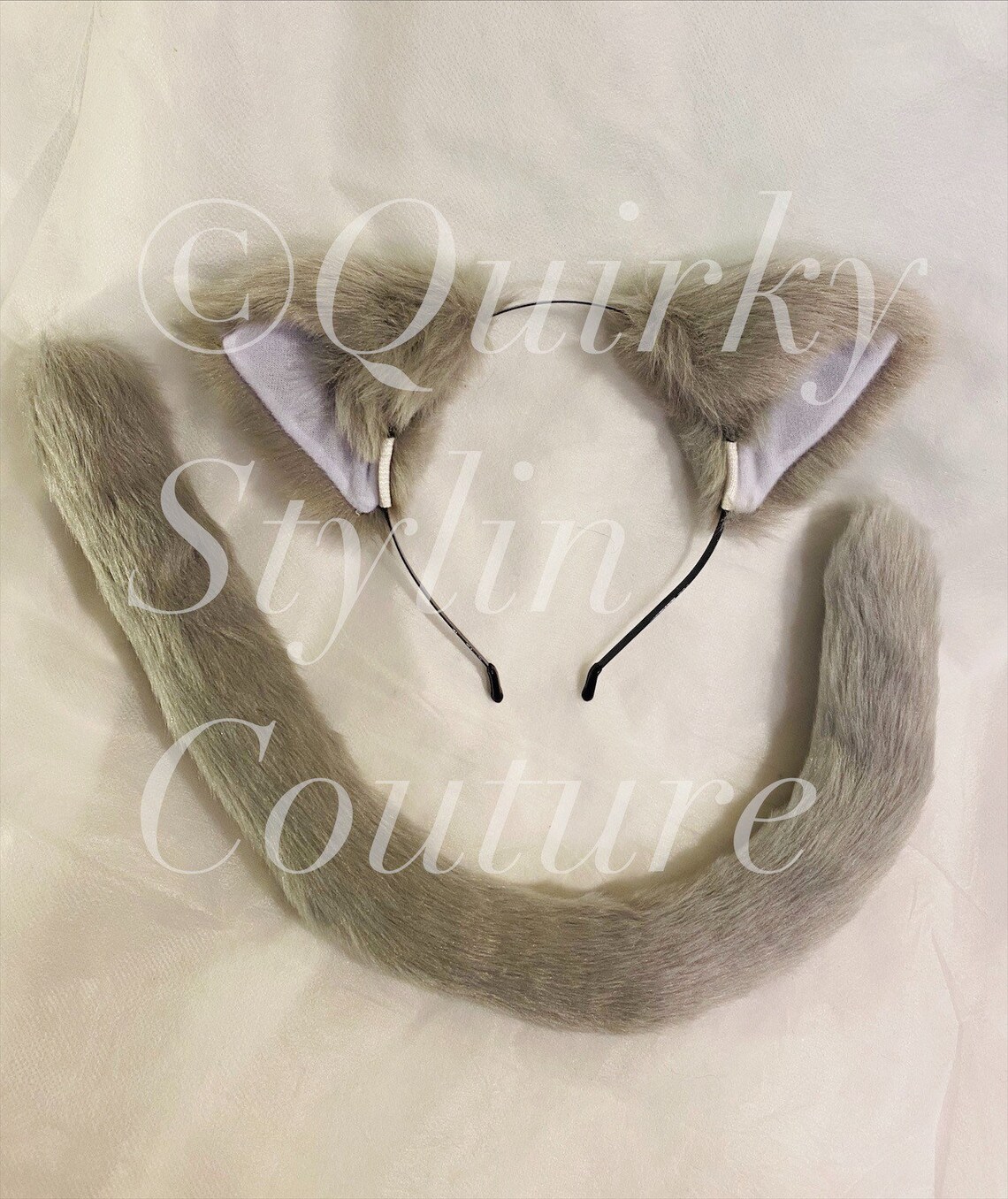 Grey White Cat Ears & Tail Set Kitty Cosplay Kawaii Gothic - Etsy Australia