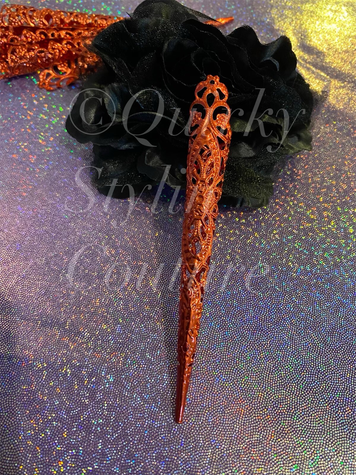 Devil Witch Claws Gothic metallic red stiletto filigree nail | Etsy