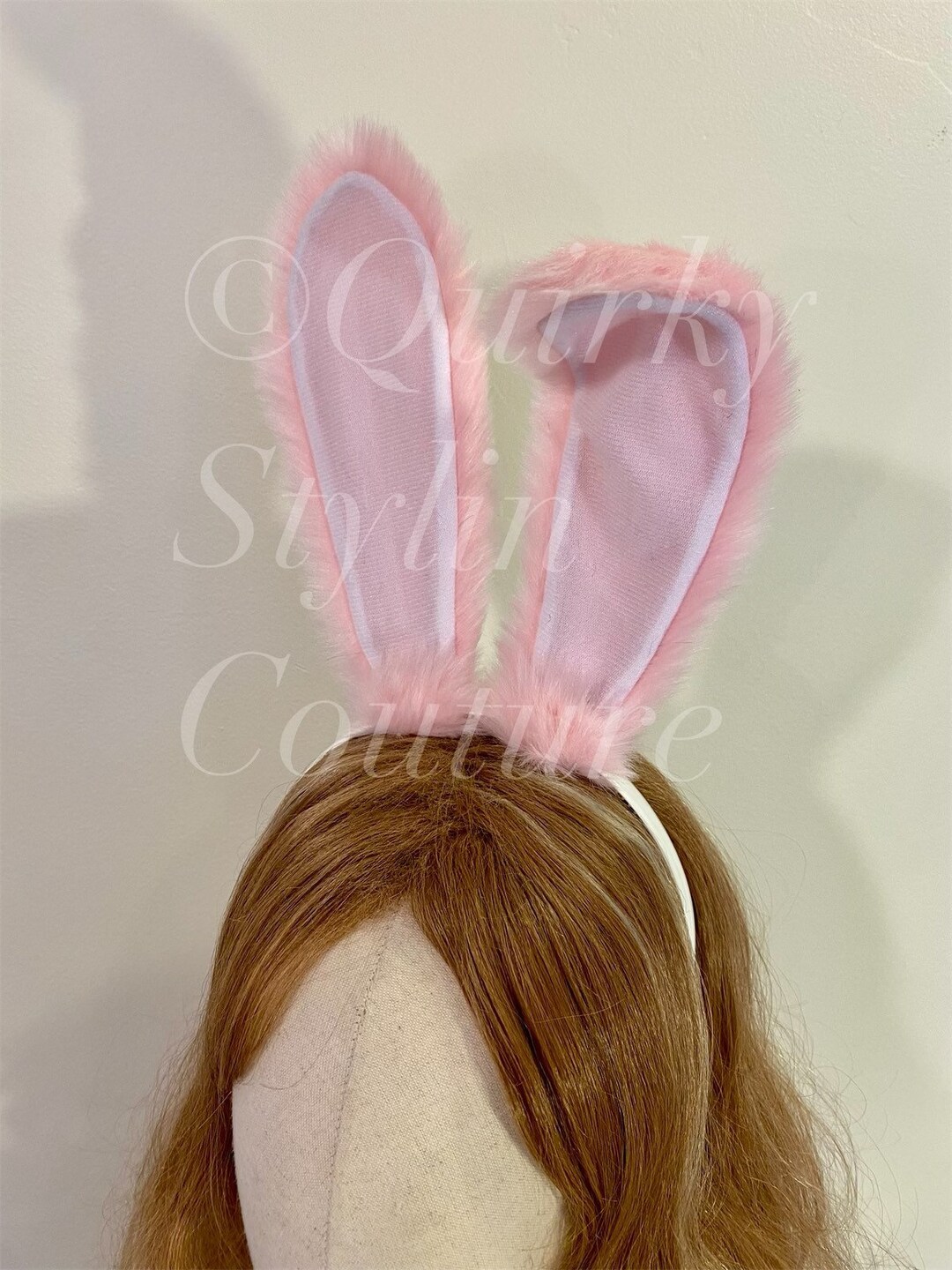 Pink Bunny Rabbit Ears & Tail Set Pastel Cute Posable Cosplay Rabbit ...