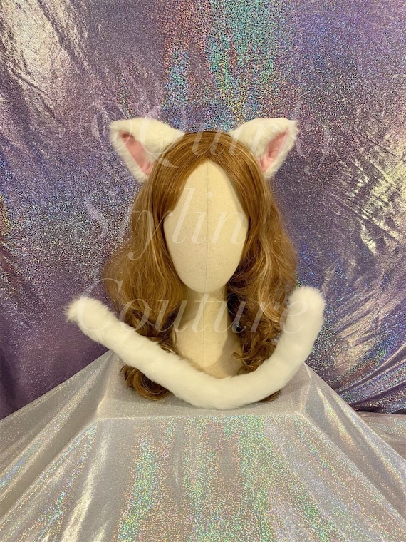 White Pink Cat Ears Tail Set Kitty Cosplay Kawaii Gothic Etsy