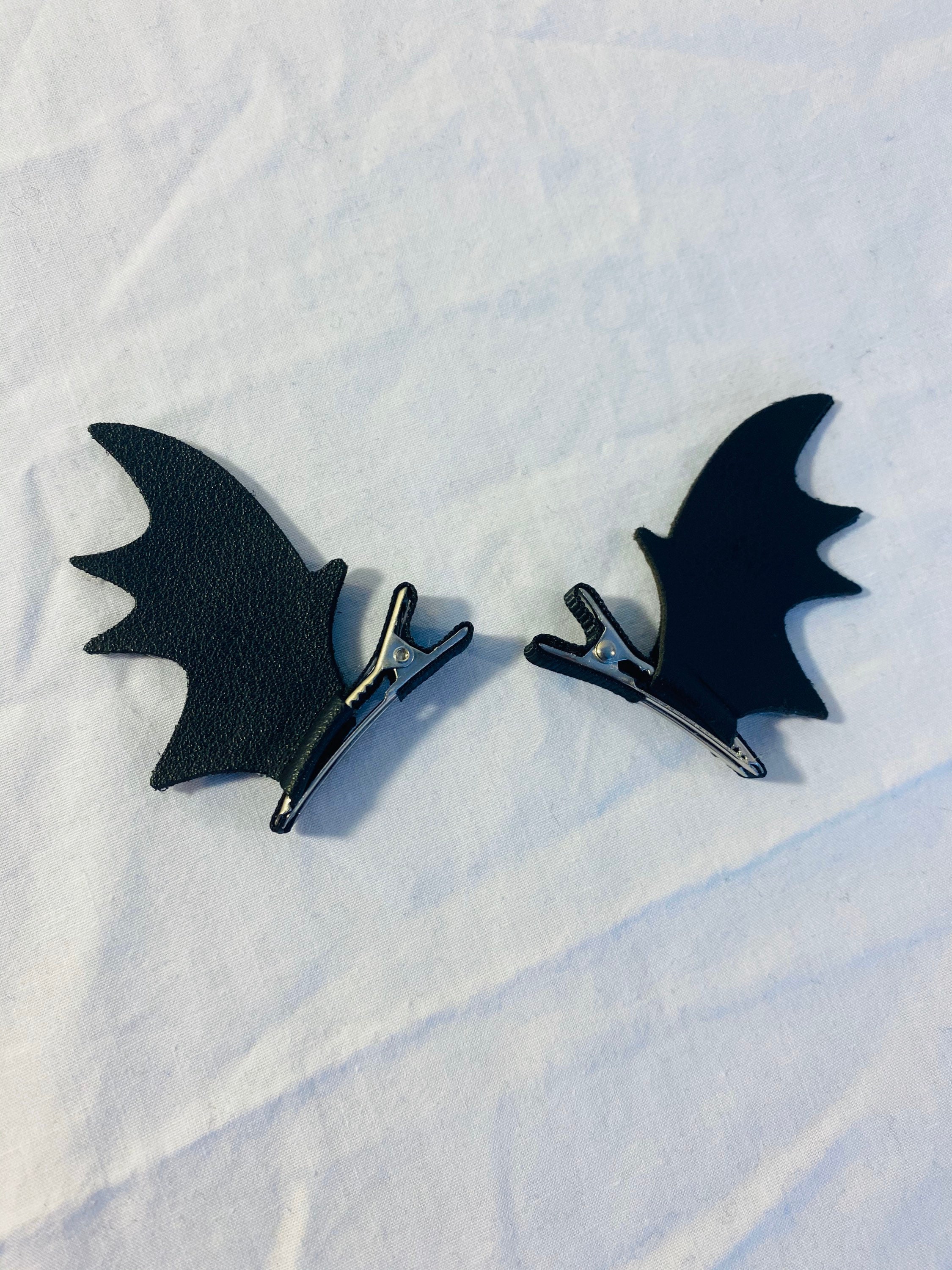 Black Bat Wing Hair Clips Bitty Batty Mini Devil Wings | Etsy