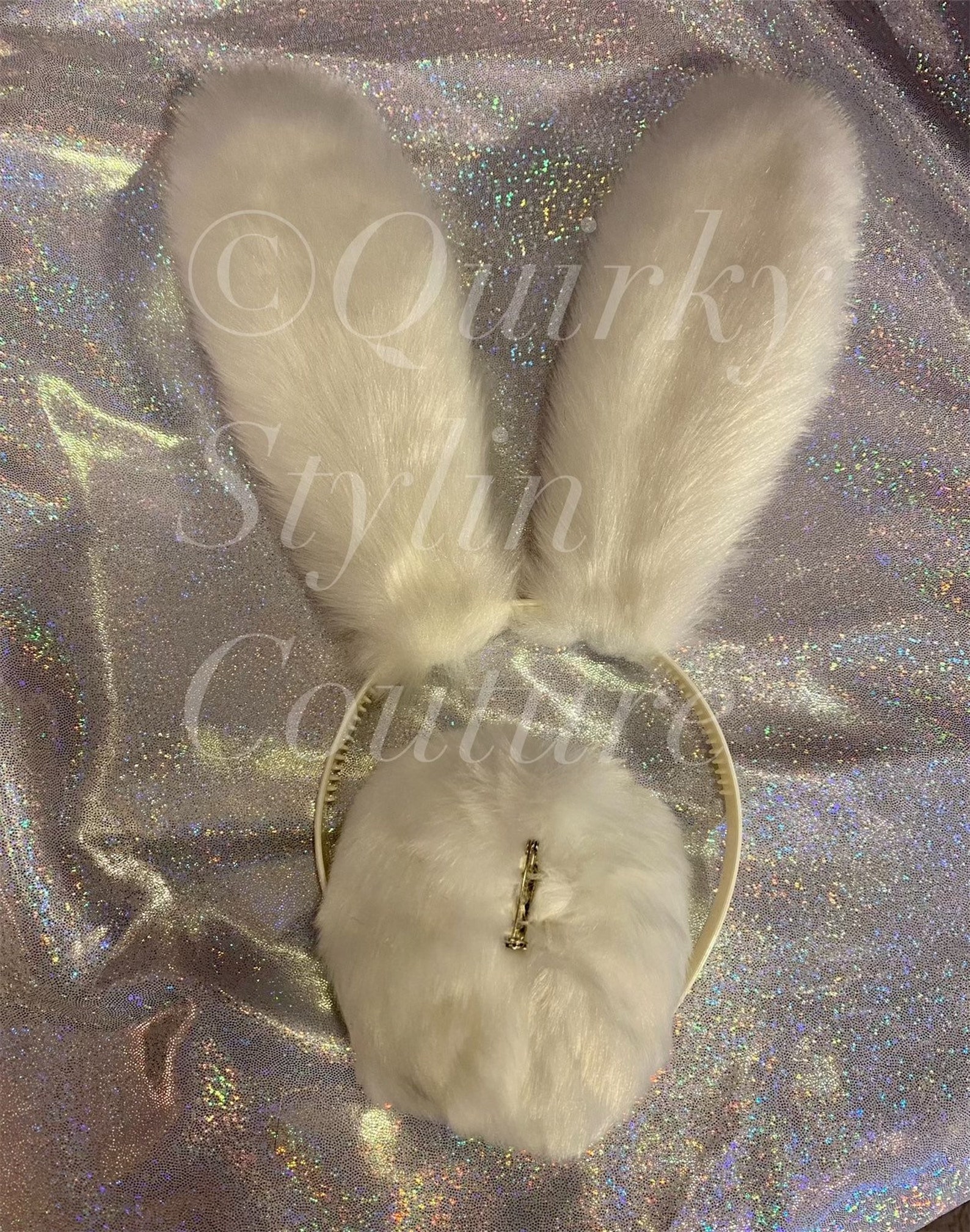 White Bunny rabbit ears and tail set posable cosplay rabbit | Etsy