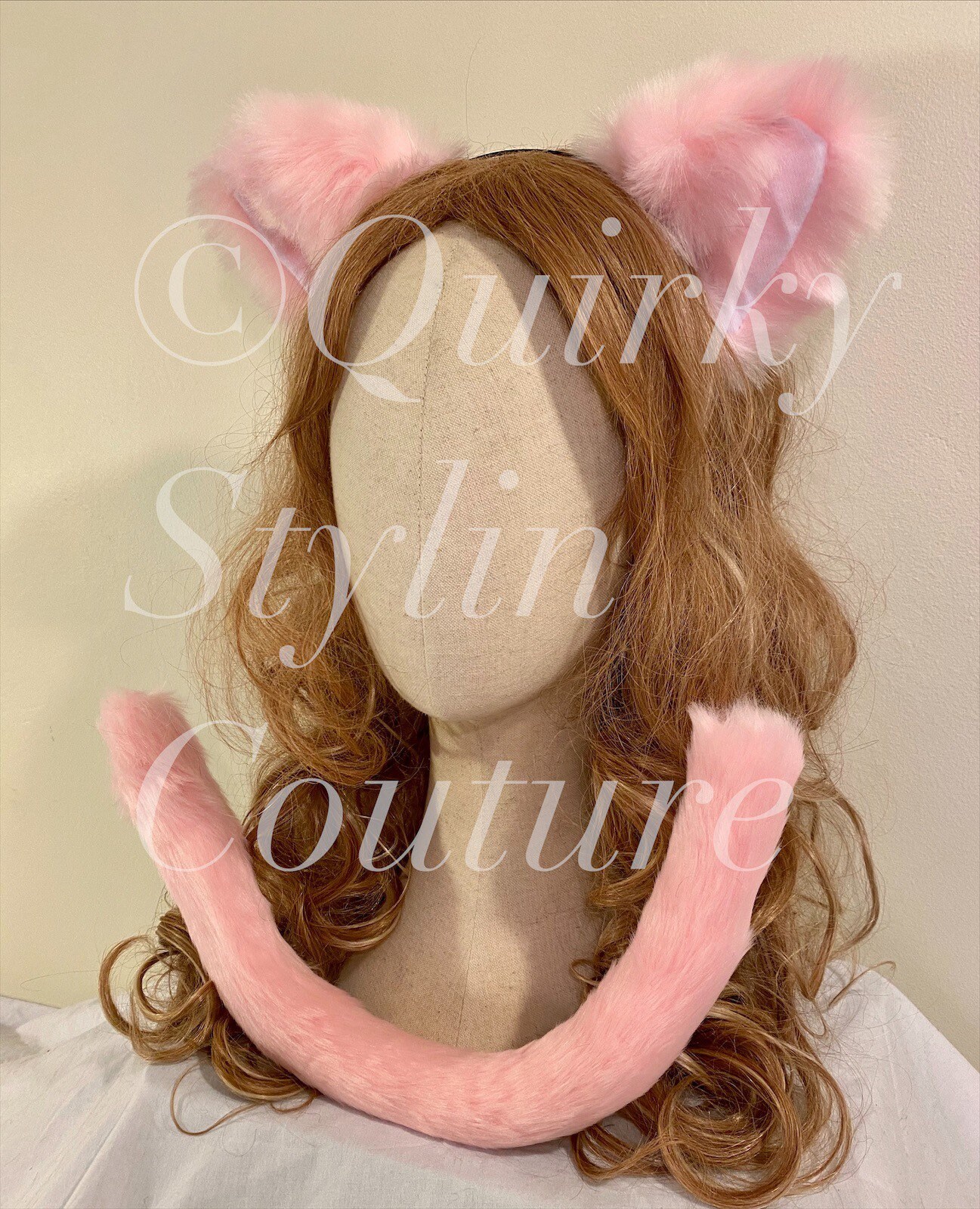 Pink cat ears tail set kitty cosplay kawaii gothic lolita maid | Etsy