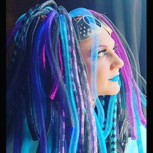 Grün Schwarz tiefer Wald Cyberlox Haarteil Gothic Rave Cyber Punk ...