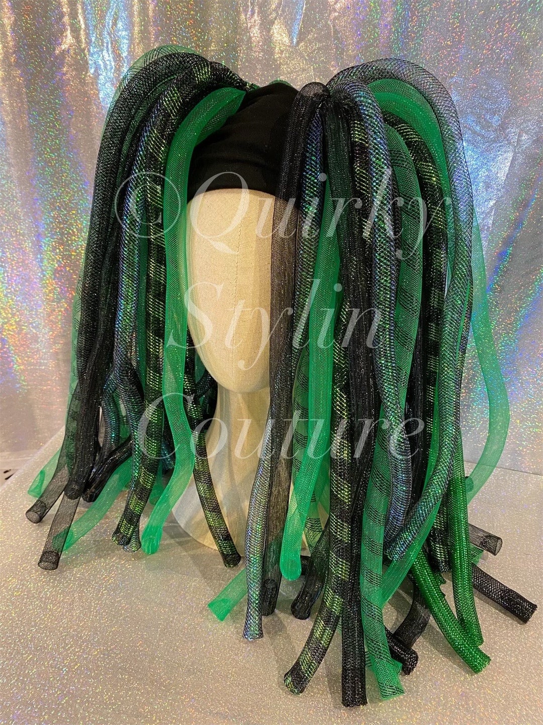 Grün Schwarz tiefer Wald Cyberlox Haarteil Gothic Rave Cyber Punk ...