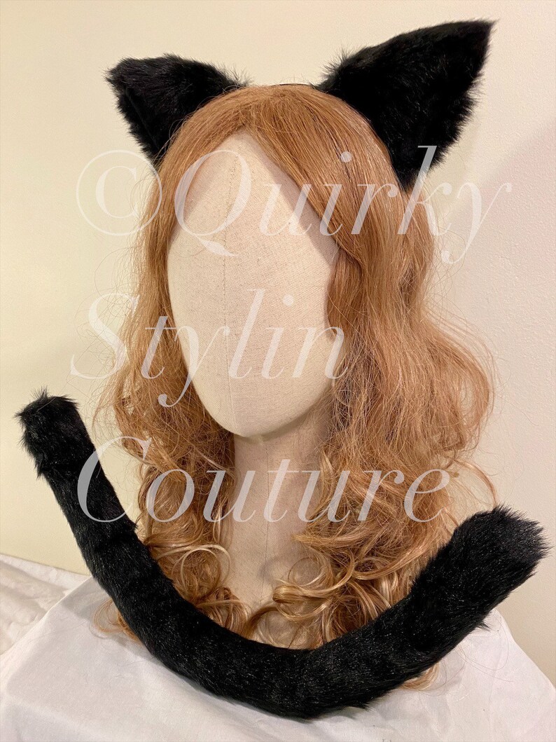 Black Cat Kitty Ears and Tail Set Furry Cosplay Kawaii Decora - Etsy ...