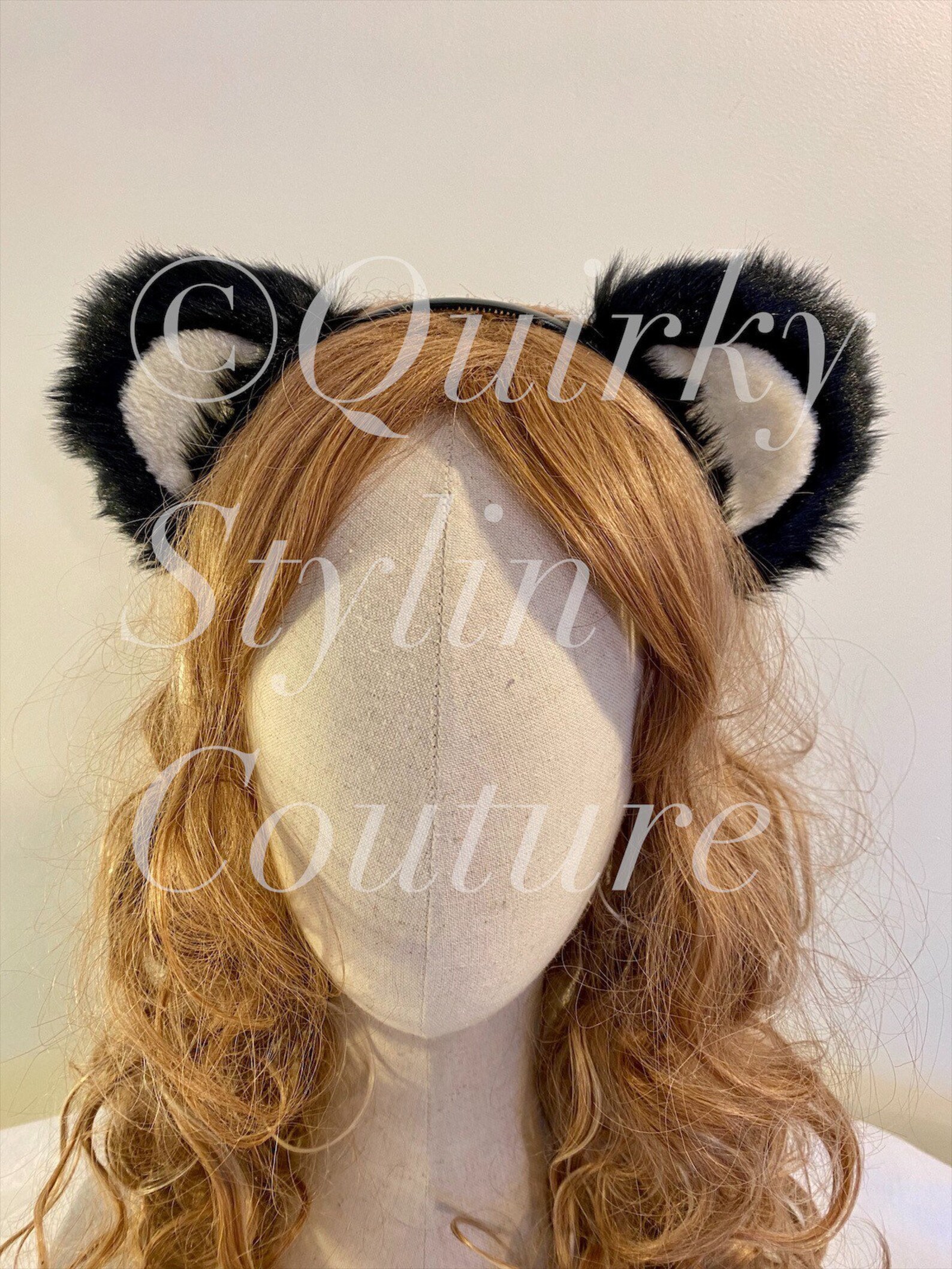 Bear Ears Black & Cream Otaku Lolita Rave Ear Headband Ewok - Etsy ...