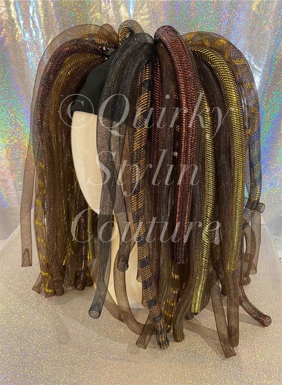 Apocalyptic Cyberlox Hairfalls Steampunk Brown Gold Headdress Gothic ...