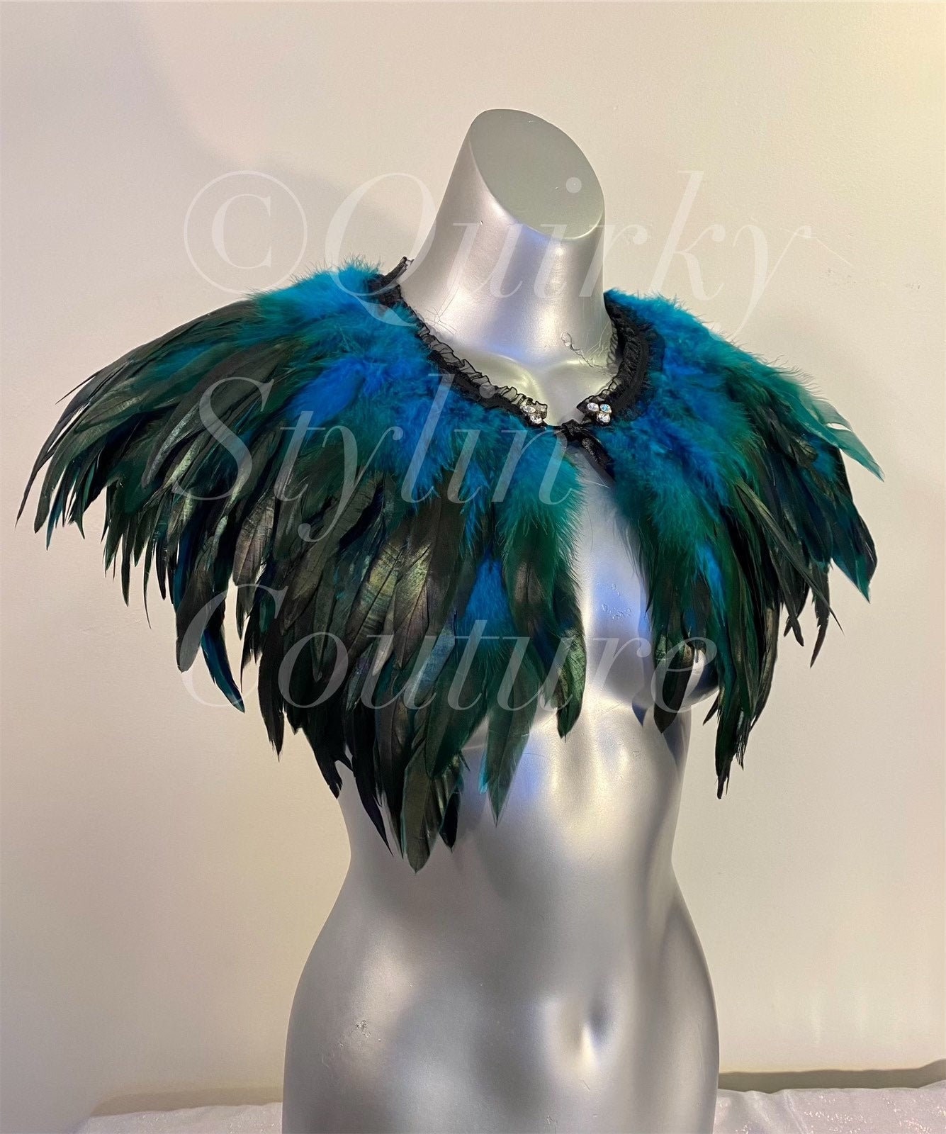Blue Teal Feather Collar Gothic Cape Alternative Festival - Etsy Australia