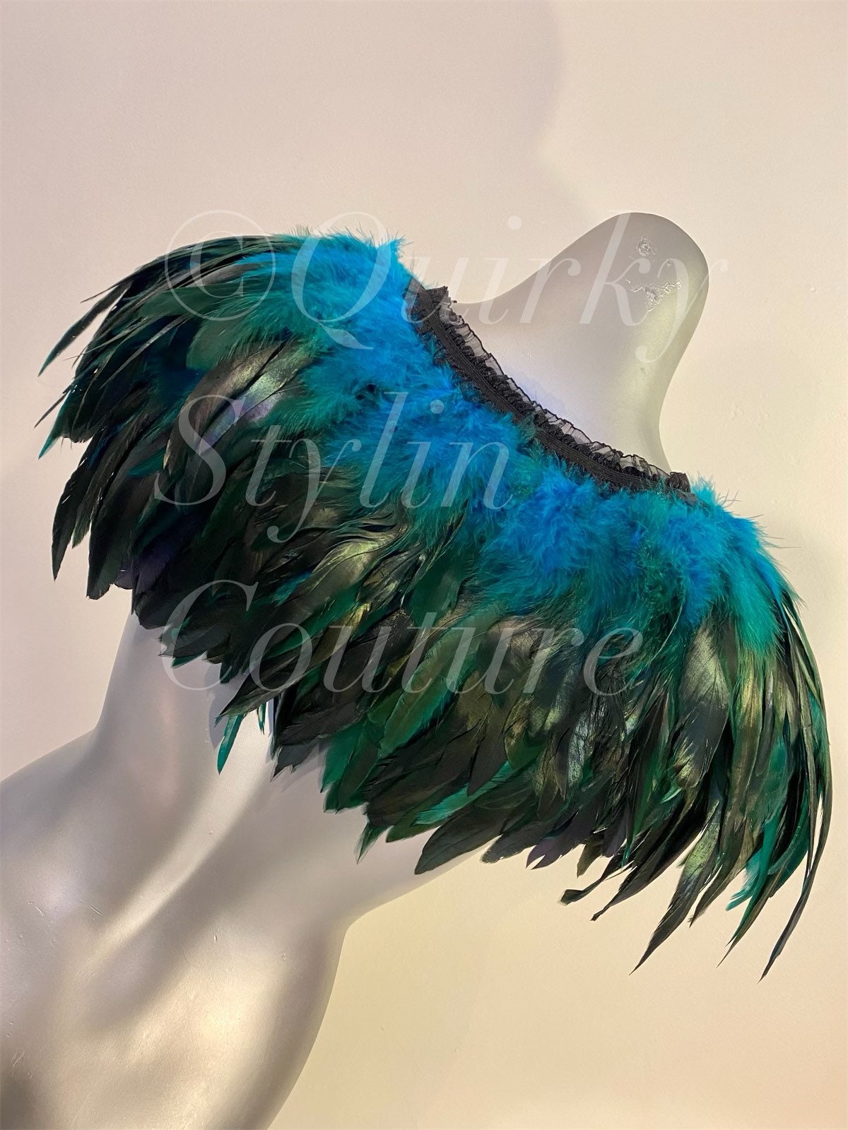Blue Teal Feather Collar Gothic Cape Alternative Festival - Etsy Australia