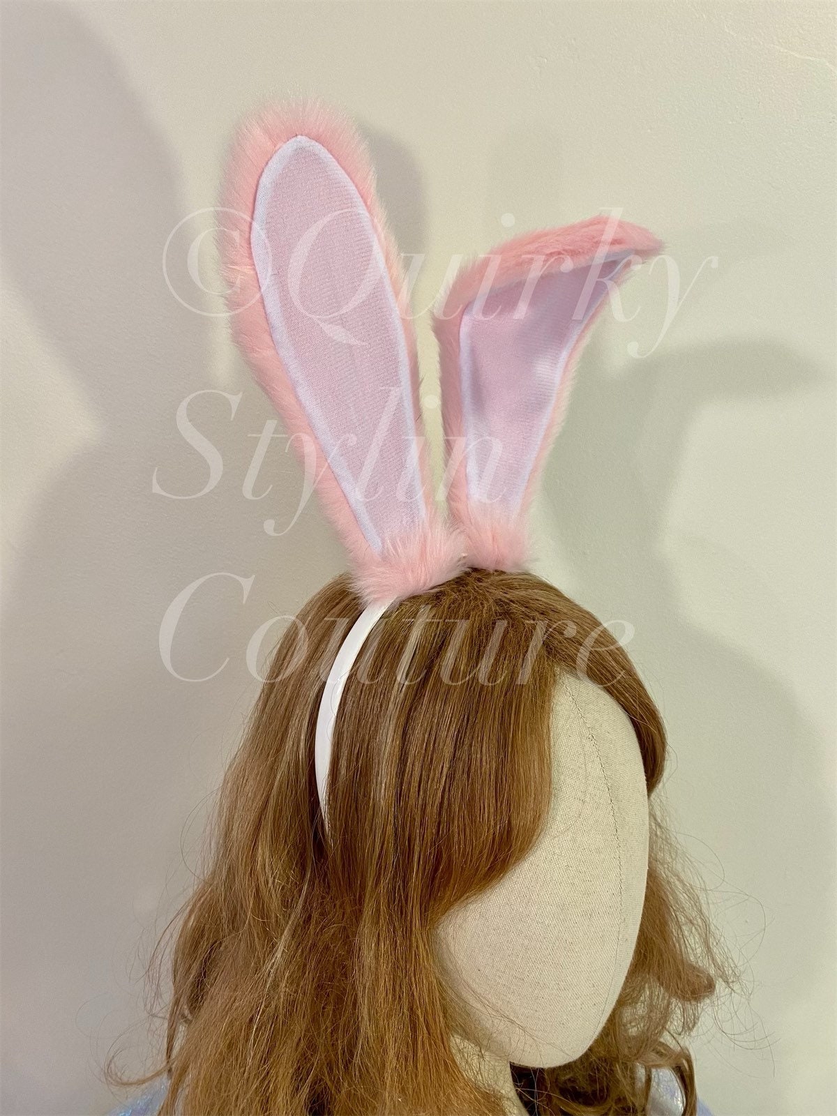 Pink Bunny rabbit ears & tail set pastel cute posable cosplay | Etsy