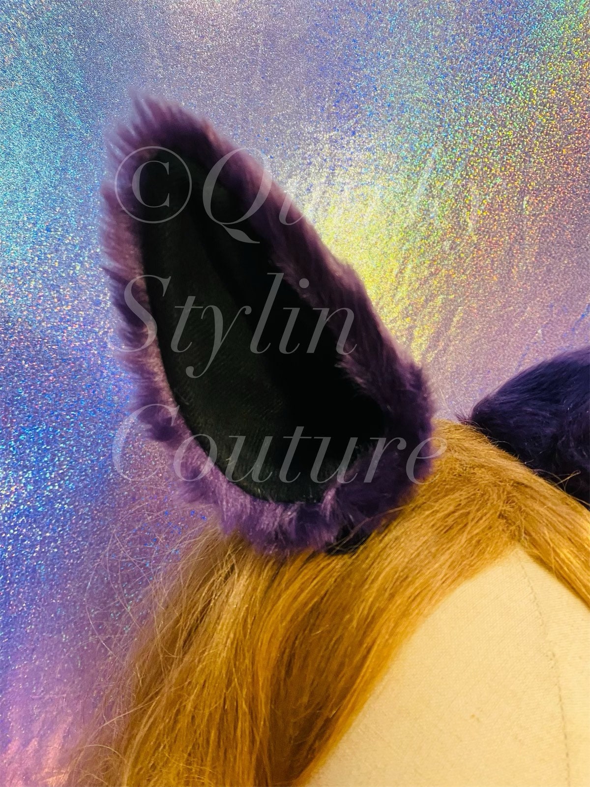 Purple Wolf ears hair clip extra large fox wolf husky | Etsy