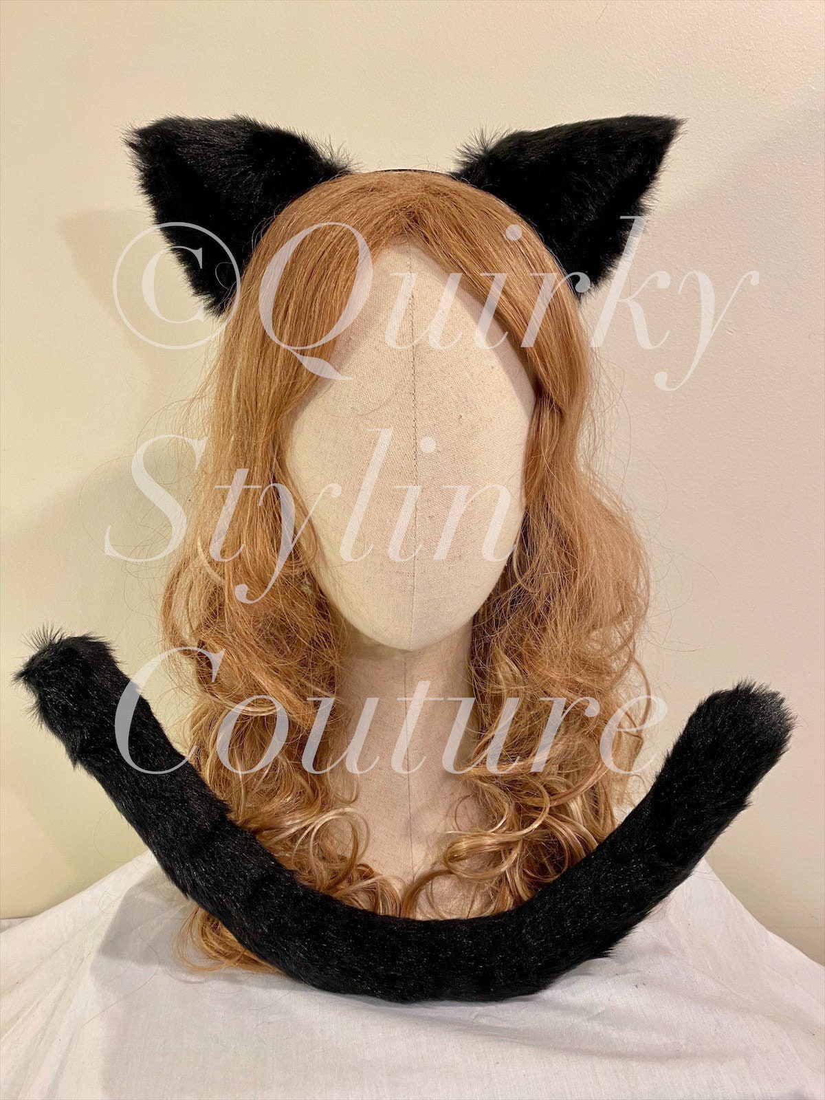 Black Cat Kitty Ears and Tail Set Furry Cosplay Kawaii Decora | Etsy