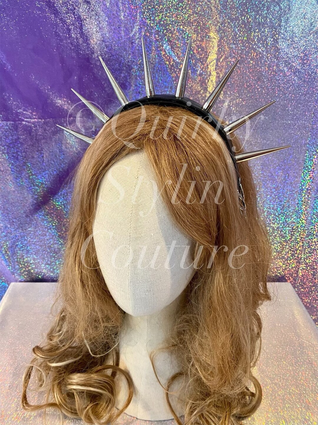 Spikes Headband Spike Gothic Extra Large OTT Studs Punk Black Silver ...