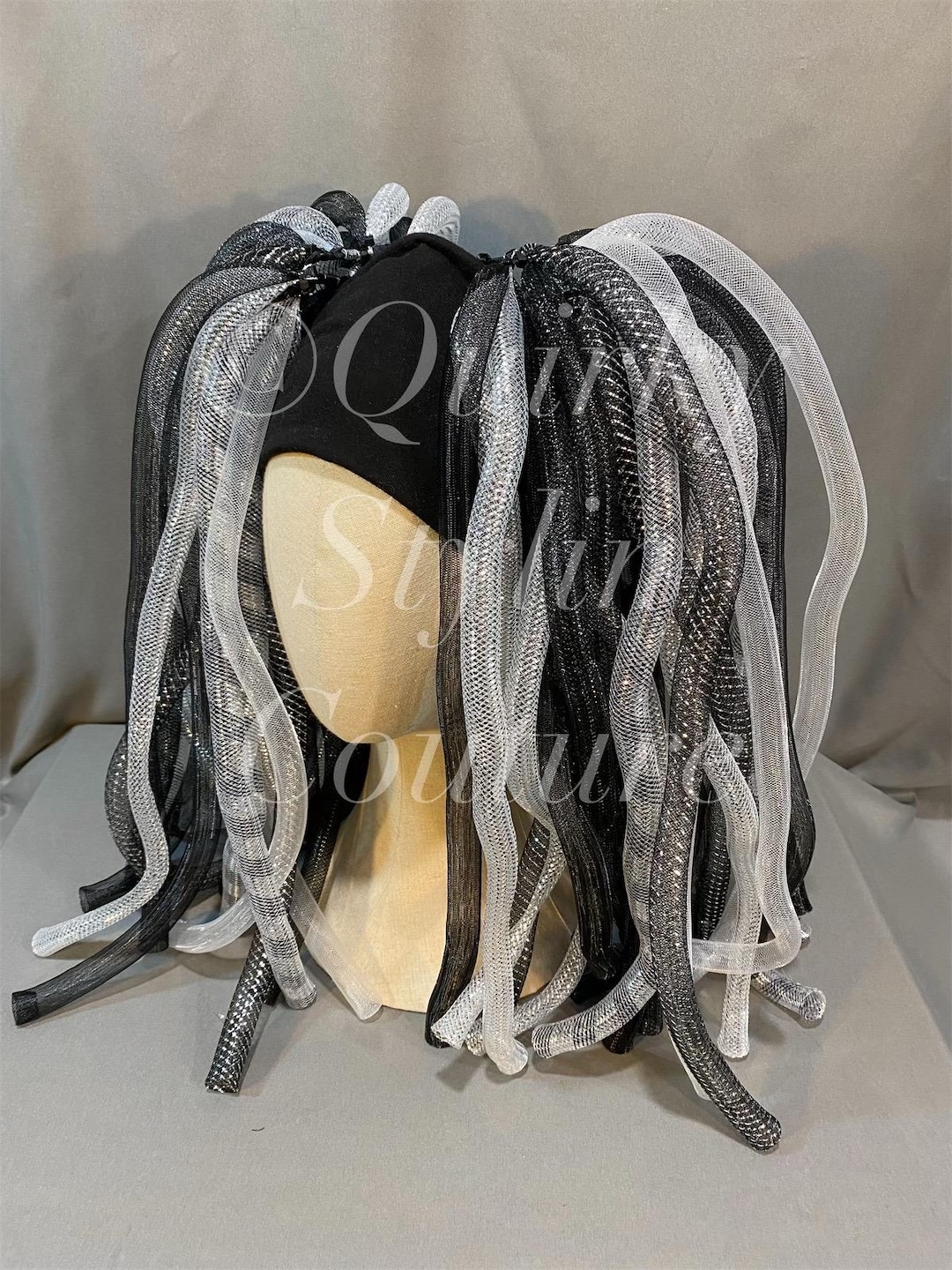 Black & White Silver Cyberlox Hair Falls Gothic Rave Cyberpunk Festival ...