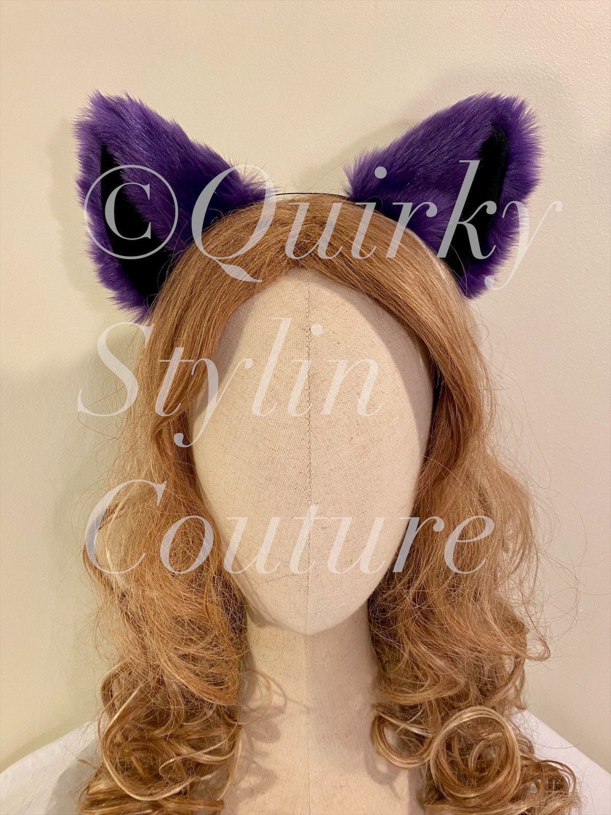 Purple Black Cat Ears & Tail Set Large Cosplay Kawaii Gothic | Etsy