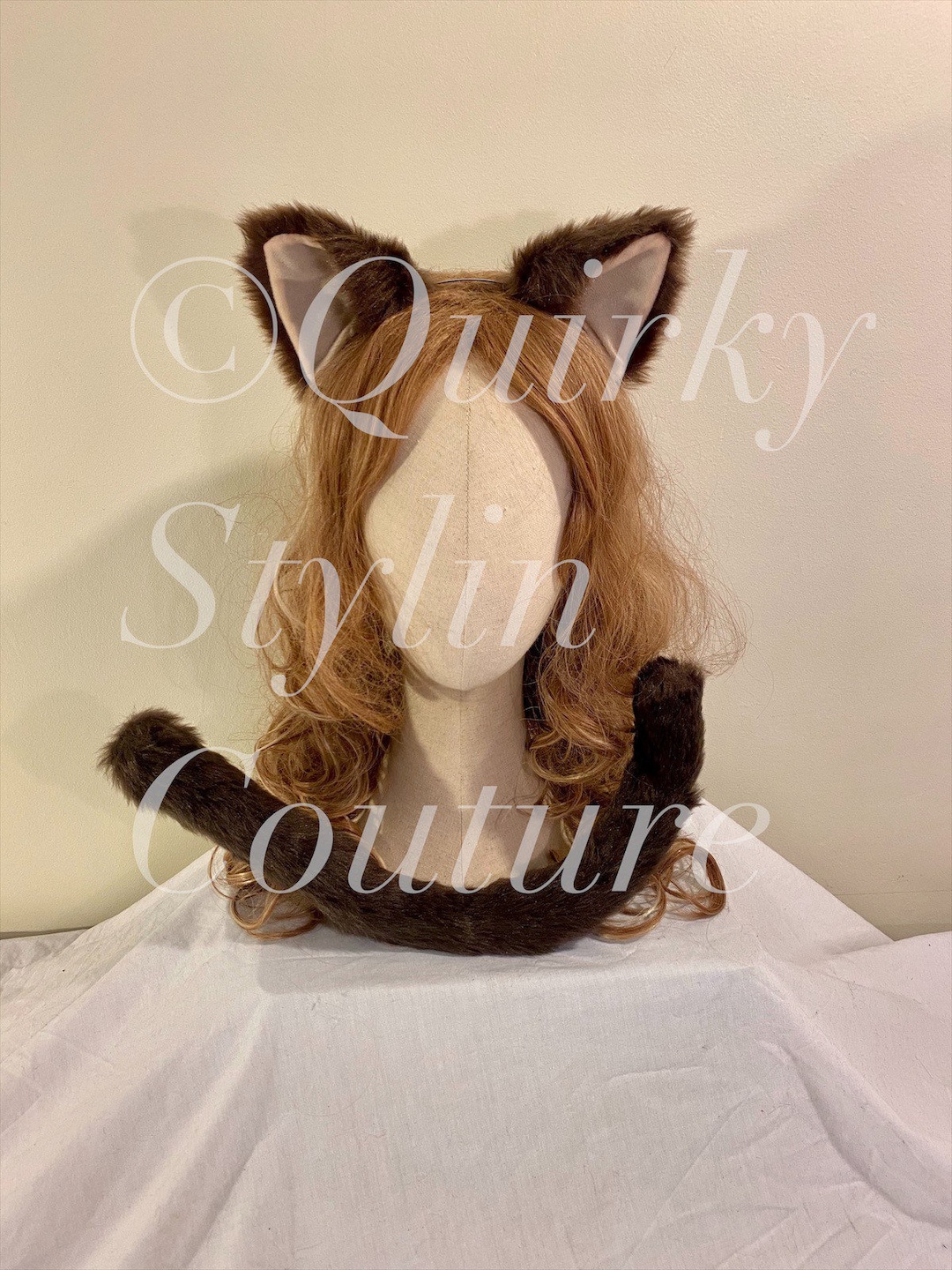 Chocolate Brown Cat Ears & Tail Set Furry Kitty Cosplay Kawaii Gothic ...