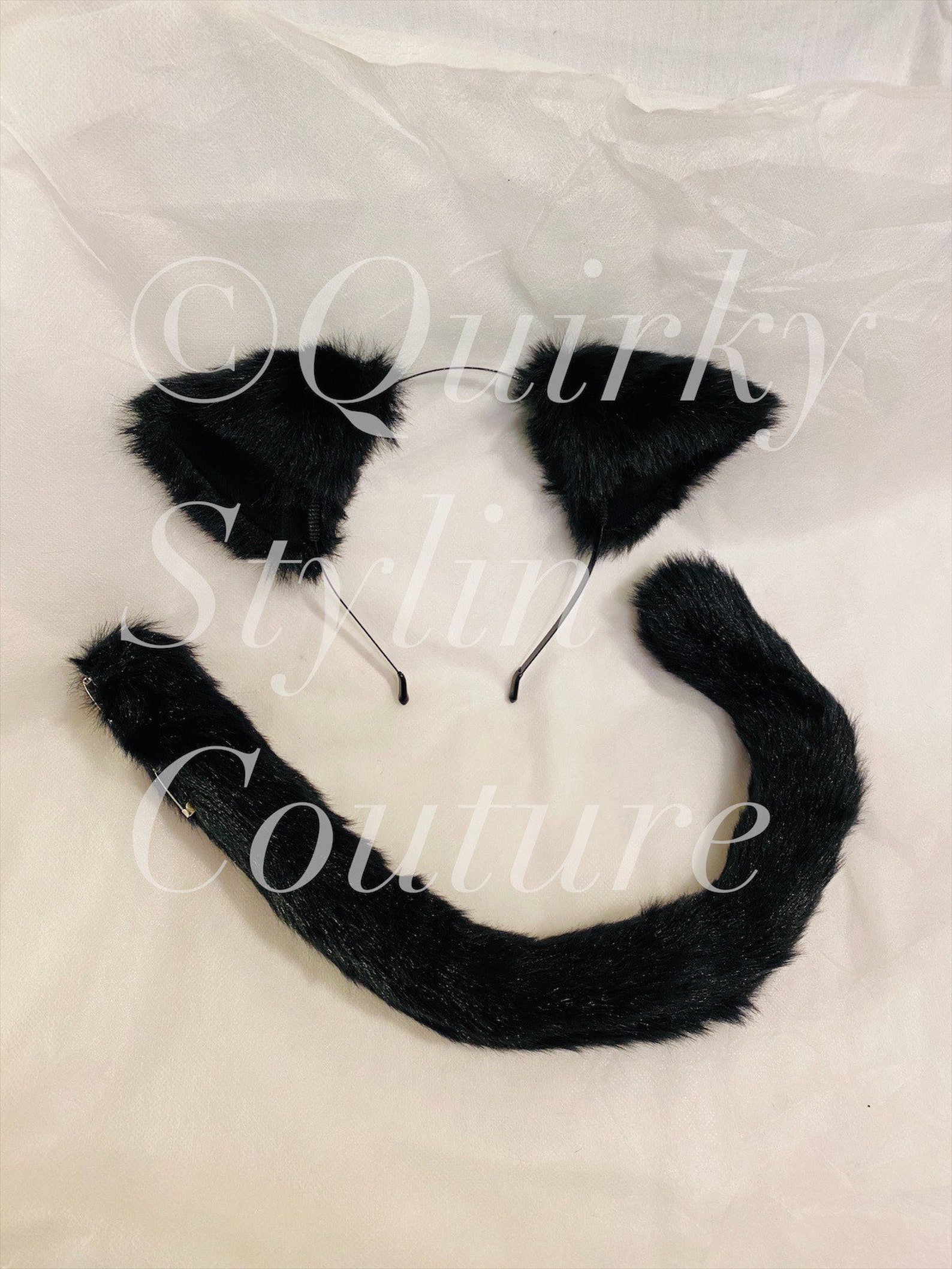 Black Cat Kitty Ears and Tail Set Furry Cosplay Kawaii Decora - Etsy