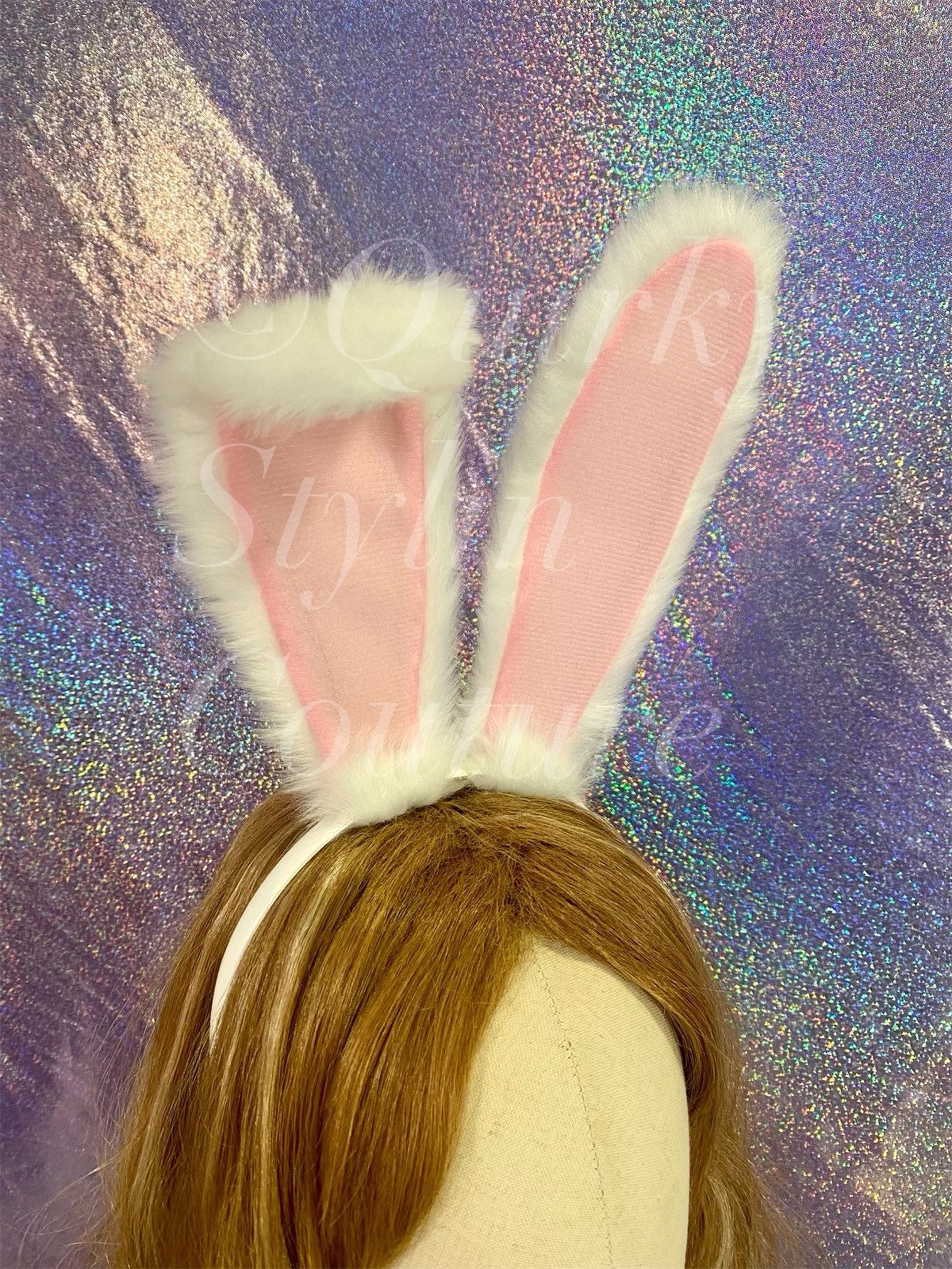 White Bunny Rabbit Ears and Tail Set Posable Cosplay Rabbit Ear ...