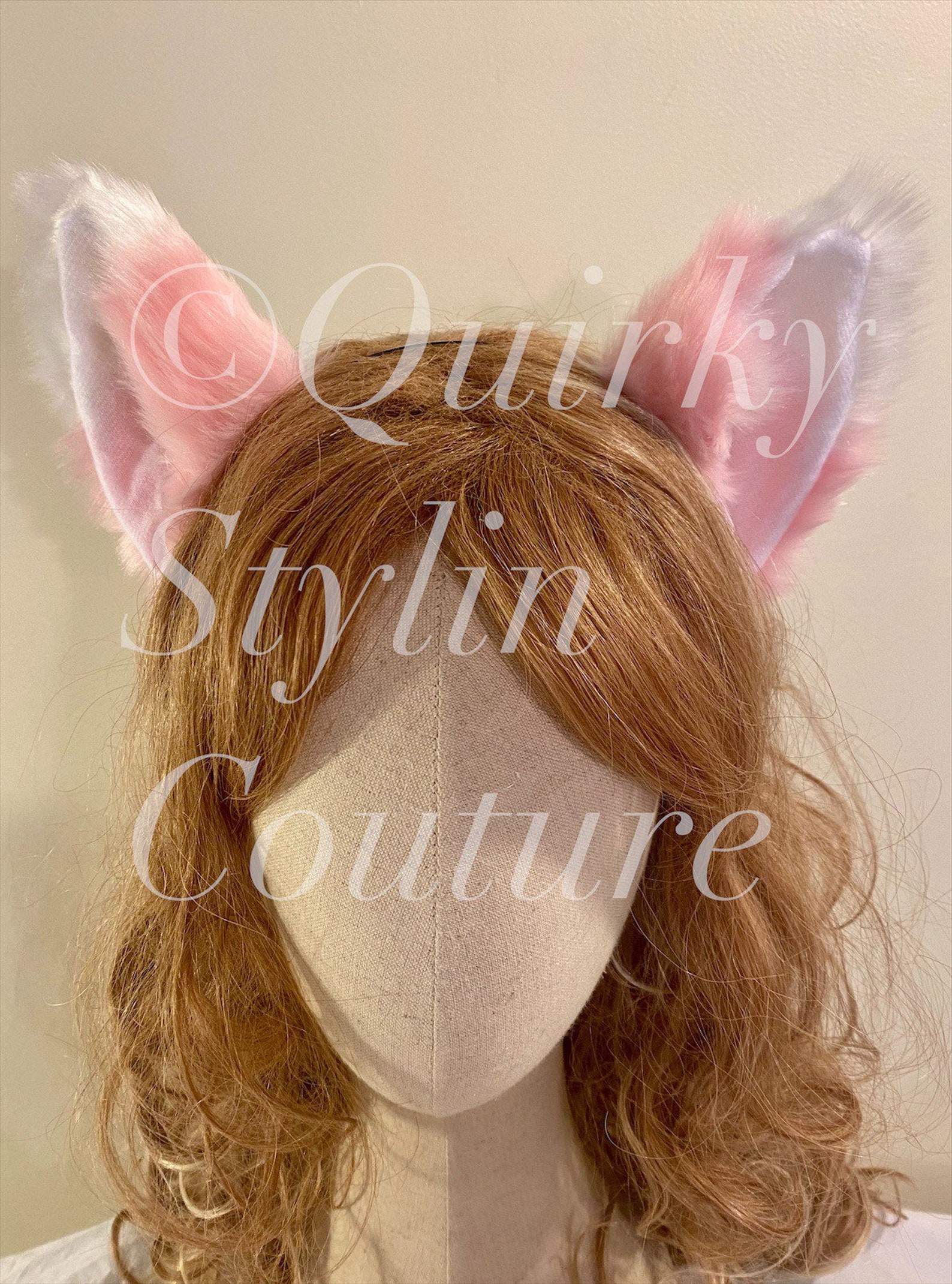 Pastel Pink White Tip Fox Tail & Fox Ears Headband Cosplay - Etsy Australia