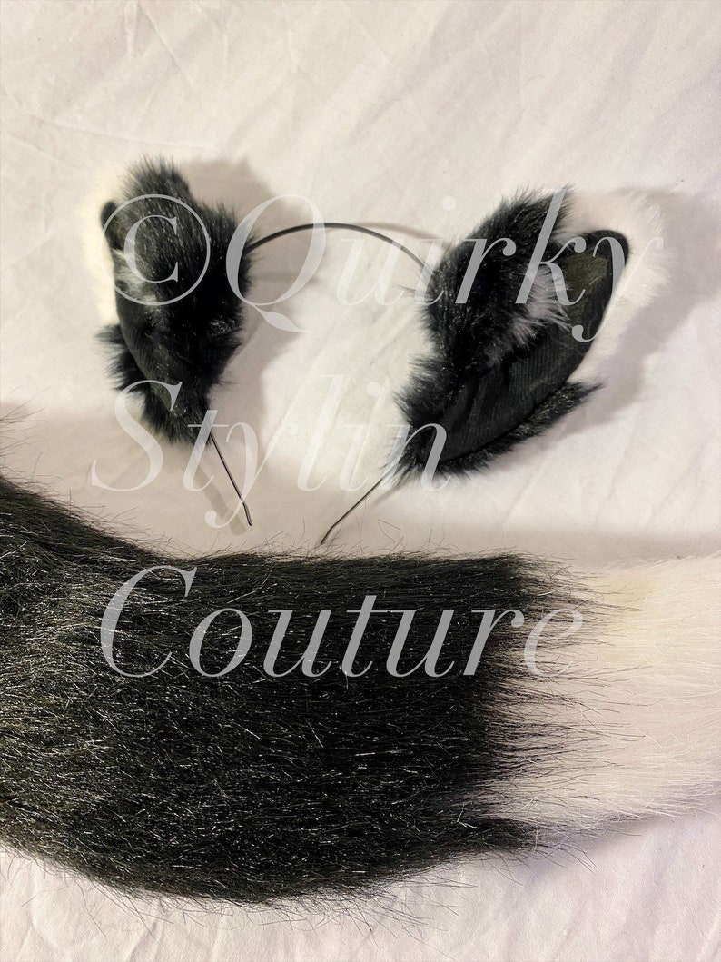 Black White Tip Fox Tail & Fox Ears Headband Cosplay Costume - Etsy ...