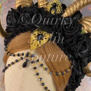 Golden Tiefling Headpiece Double Horned Lucifer Demon Horns Headdress ...