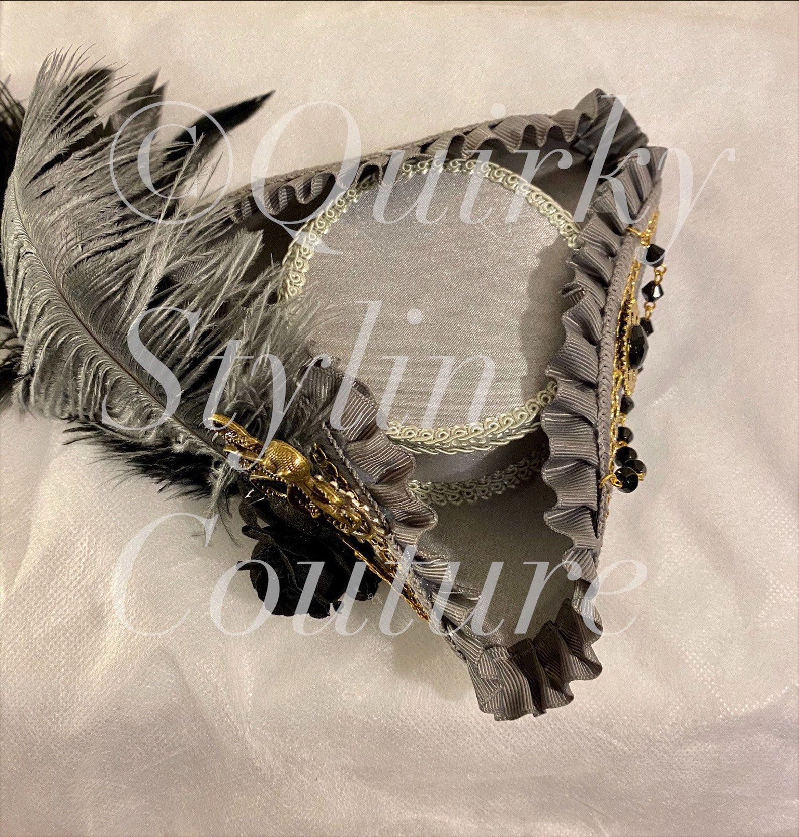Grey Mini Tricorn Hat Cocktail Octopus Headpiece Steampunk | Etsy