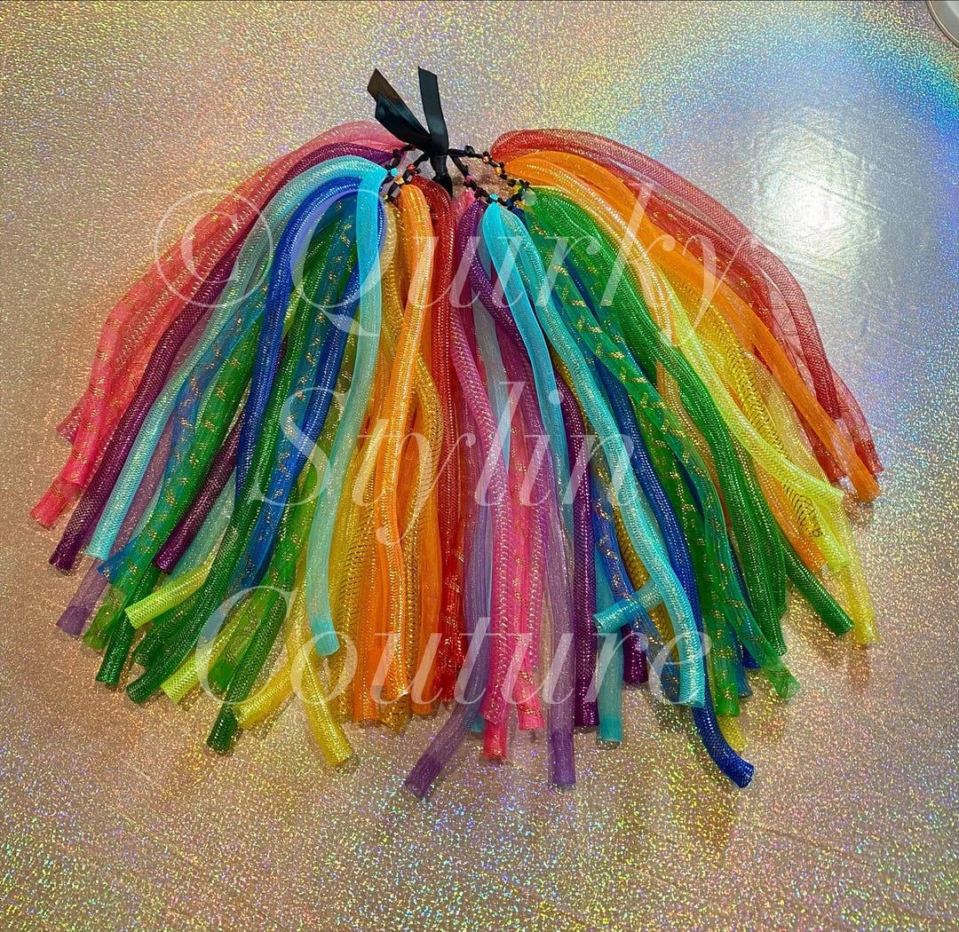 Rainbow Cyberlox Hair Falls Gothic Rave Cyberpunk Festival UV Dread ...