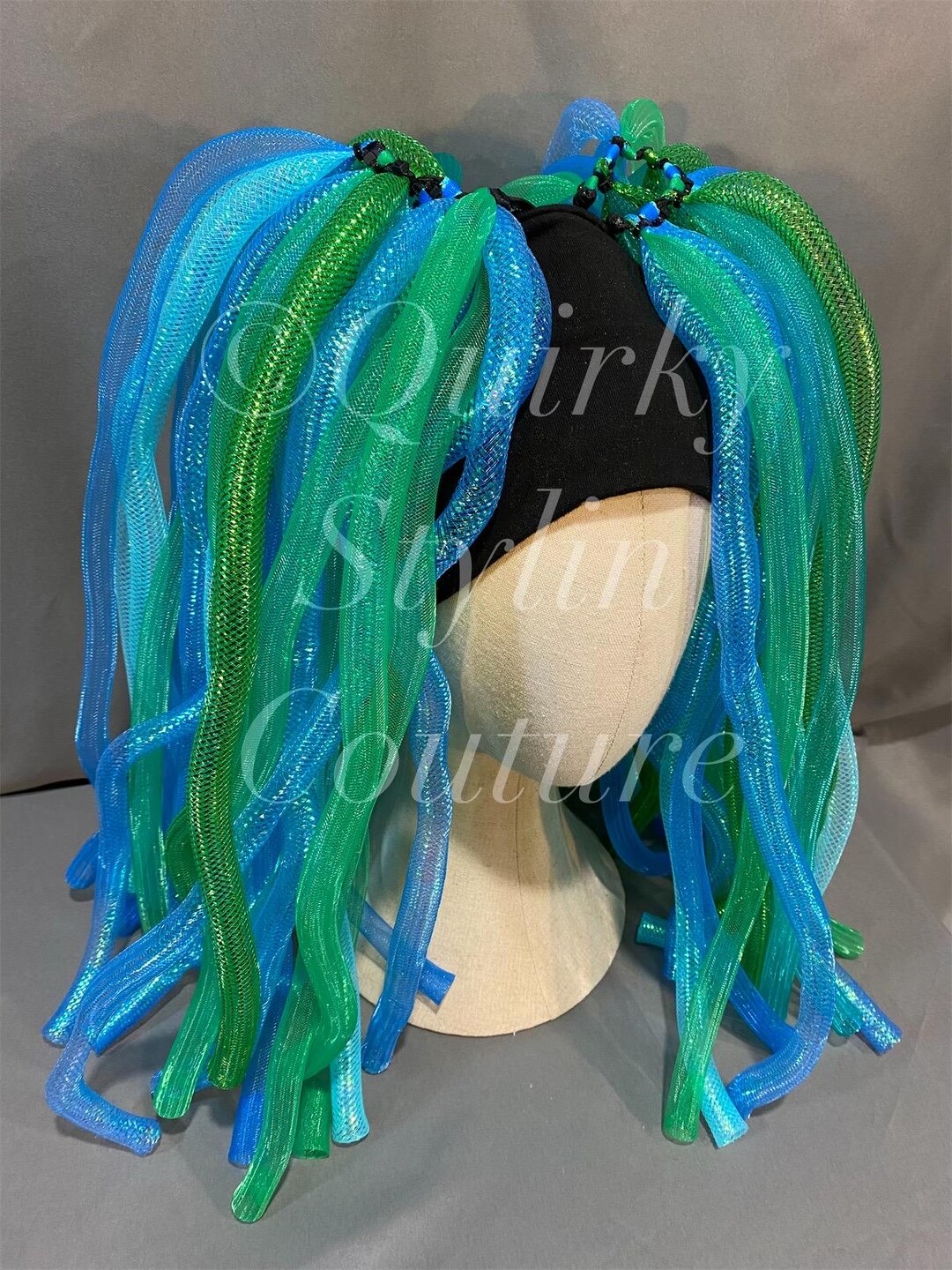 Mermaid Blue, Teal & Green Cyberlox Hair Falls PAIR Ponytails Gothic ...