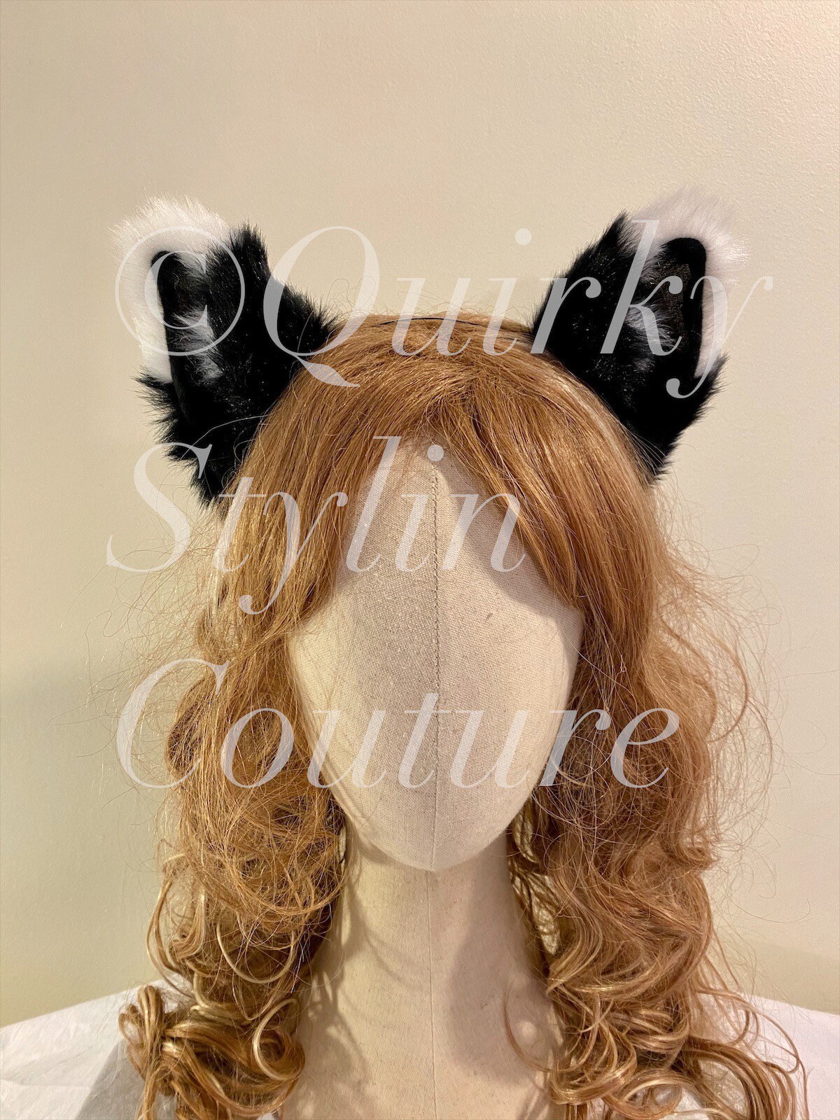 Black White Tip Fox Tail & Fox Ears Headband Cosplay Costume Festival ...