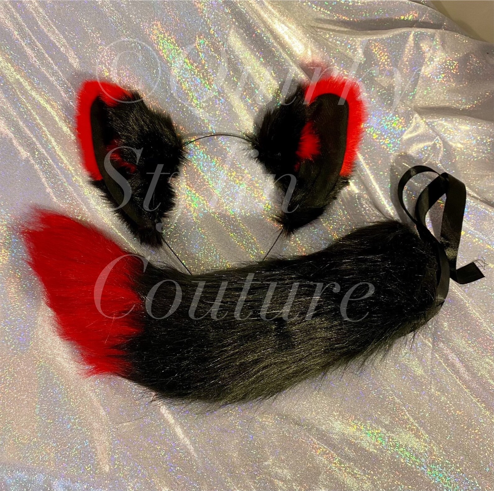 Black & Red Fox Ears Cute Otaku Lolita Rave Ear Headband - Etsy