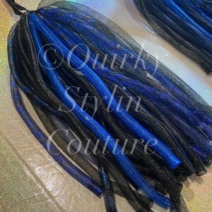 Dark Blue & Black Cyberlox Hair Falls PAIR Set Gothic Dance Rave ...
