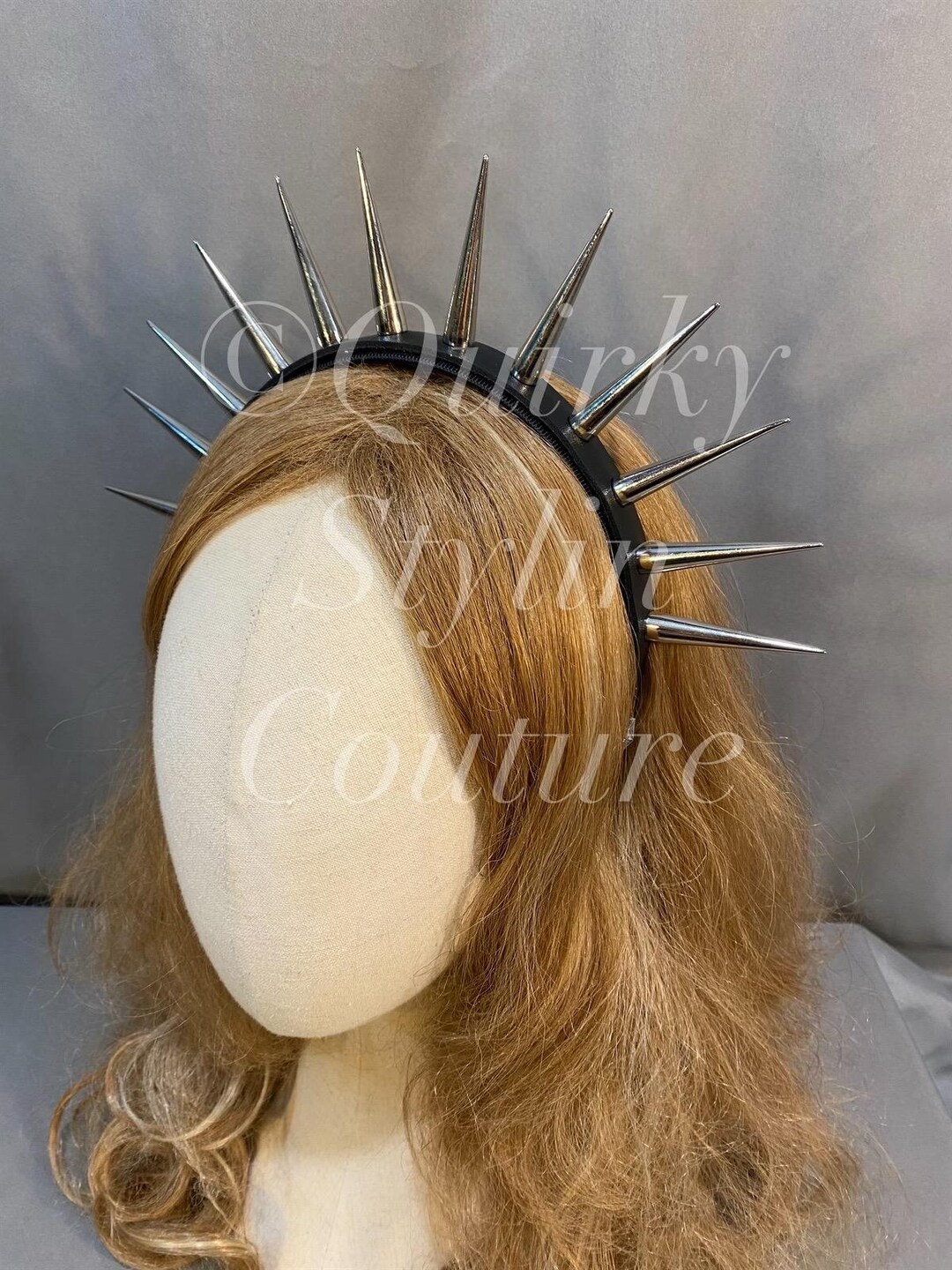 Spikes Halo Headband Spike Gothic Extra OTT Studs Punk Black Silver ...