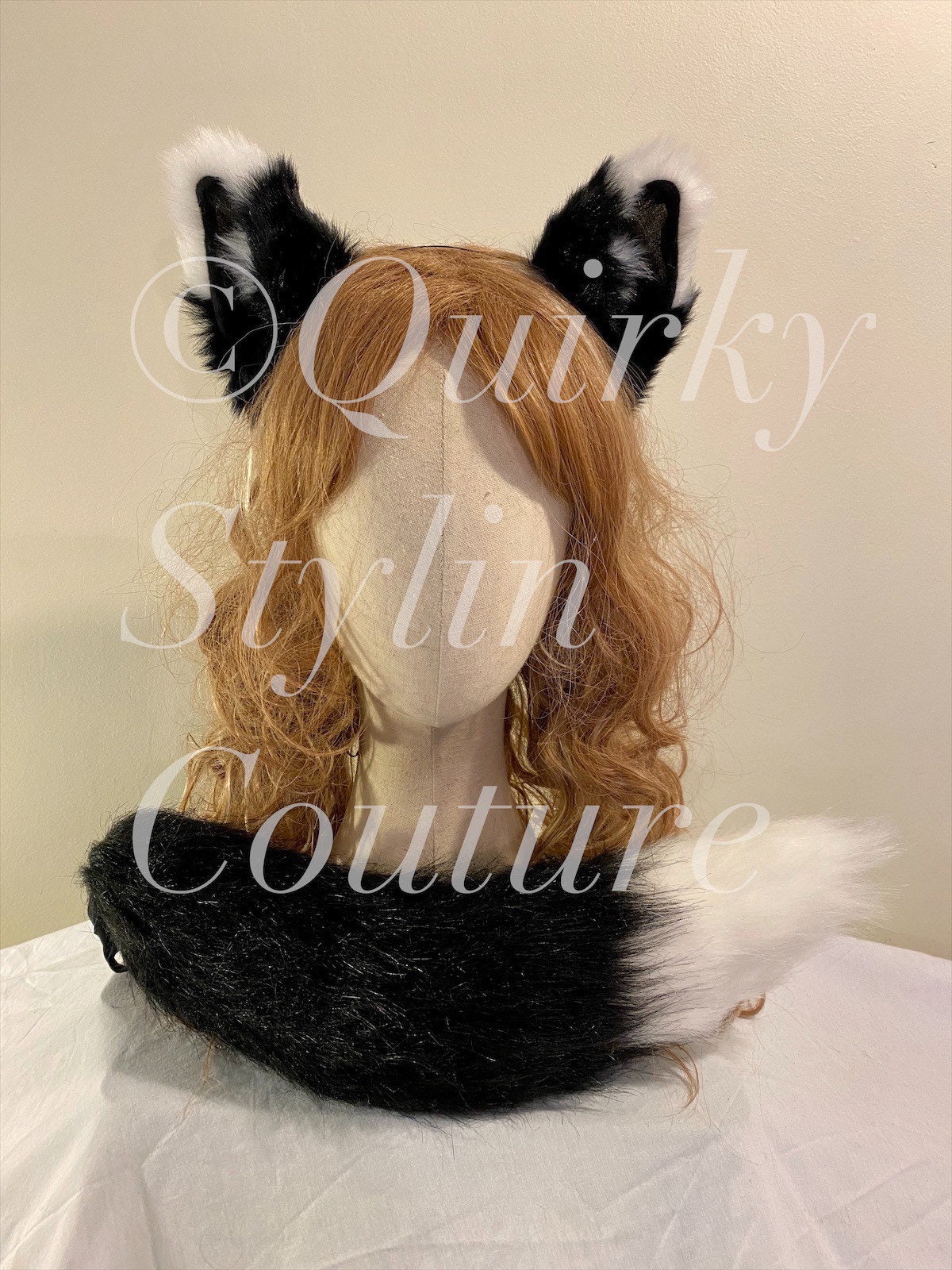 Black White Tip Fox Tail & Fox Ears Headband Cosplay Costume - Etsy ...