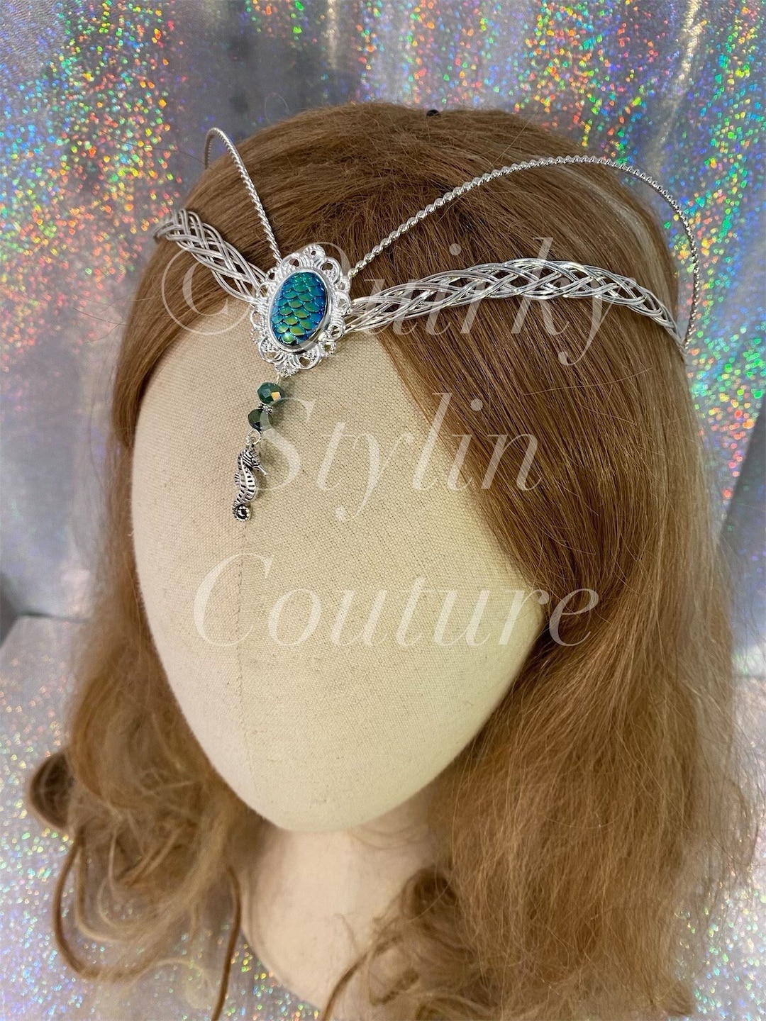 Mermaid Circlet Woven Silver Teal Sunset Scale Lotr Tiara Elven Crown ...