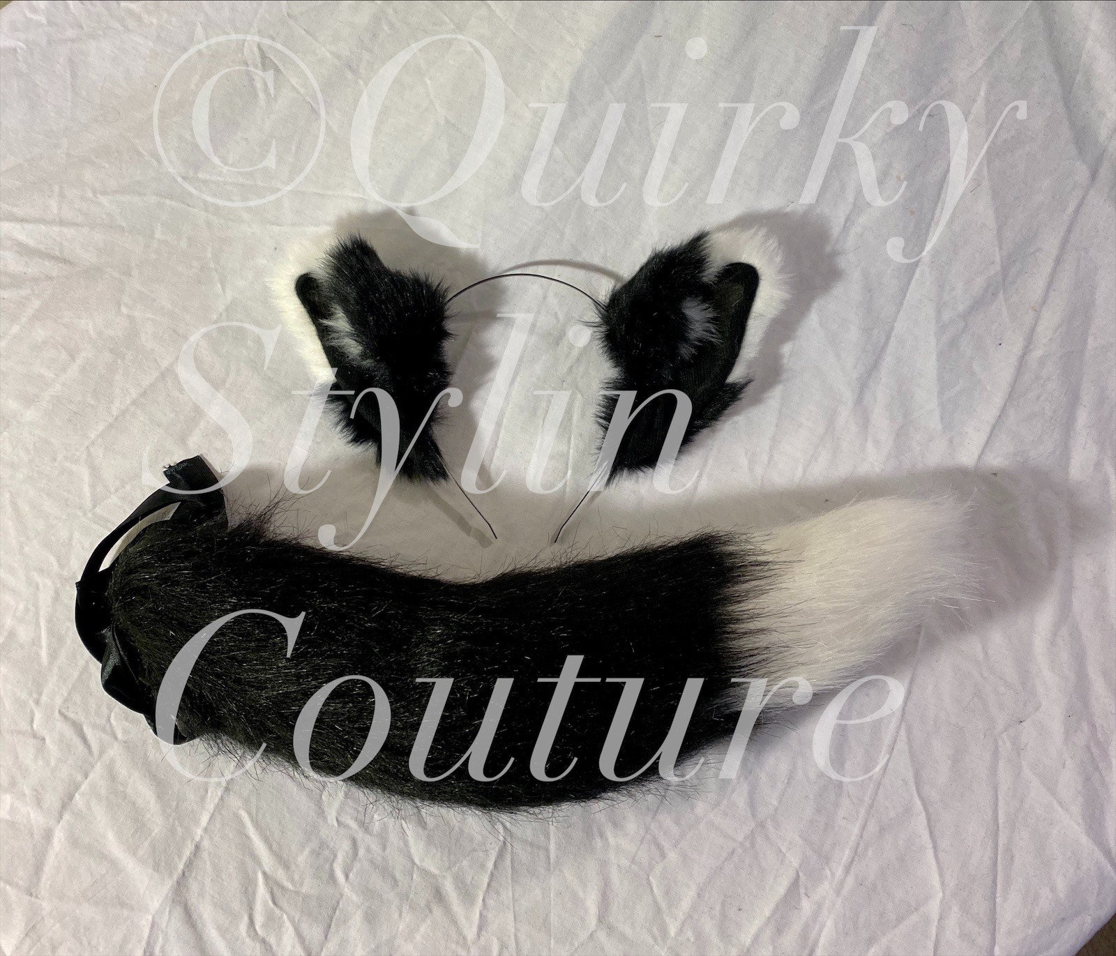 Black White Tip Fox Tail & Fox Ears Headband Cosplay Costume - Etsy ...