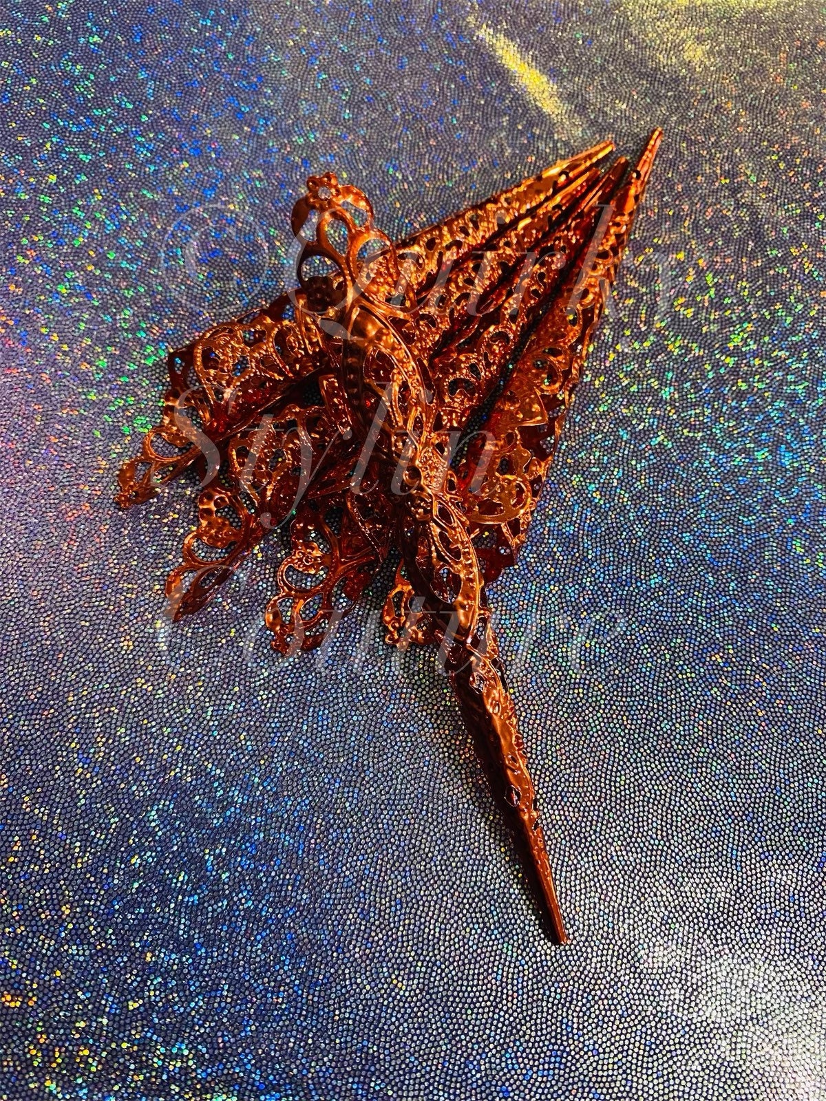 Devil Witch Claws Gothic metallic red stiletto filigree nail | Etsy